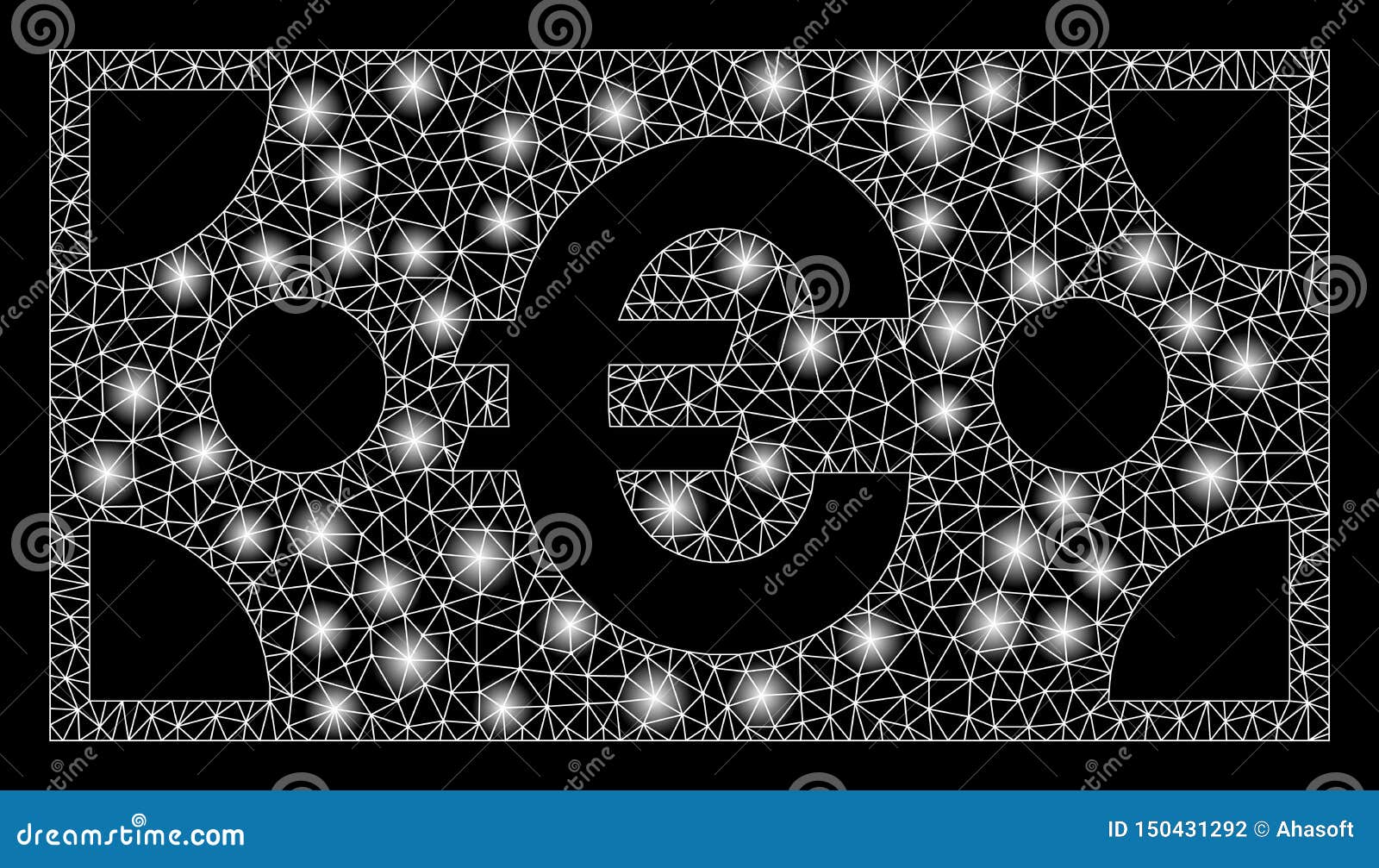 Bright Mesh Wire Frame Euro Banknote with Light Spots Stock Vector ...