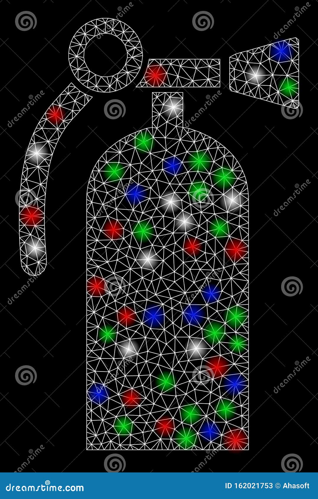 Bright Mesh Wire Frame Fire Extinguisher with Light Spots Stock Vector ...