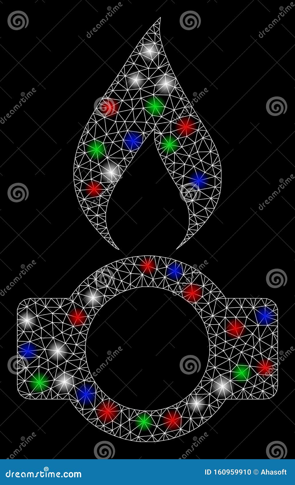 Bright Mesh 2D Gas Flame with Flash Spots Stock Vector - Illustration ...