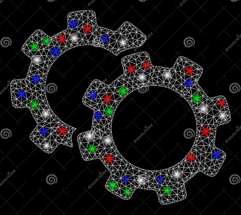 Bright Mesh 2D Gears with Flare Spots Stock Vector - Illustration of ...