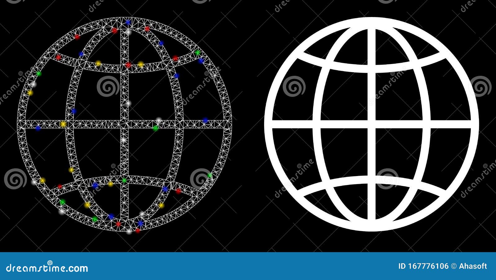 Flare Mesh 2D Globe Icon with Flare Spots Stock Vector - Illustration ...