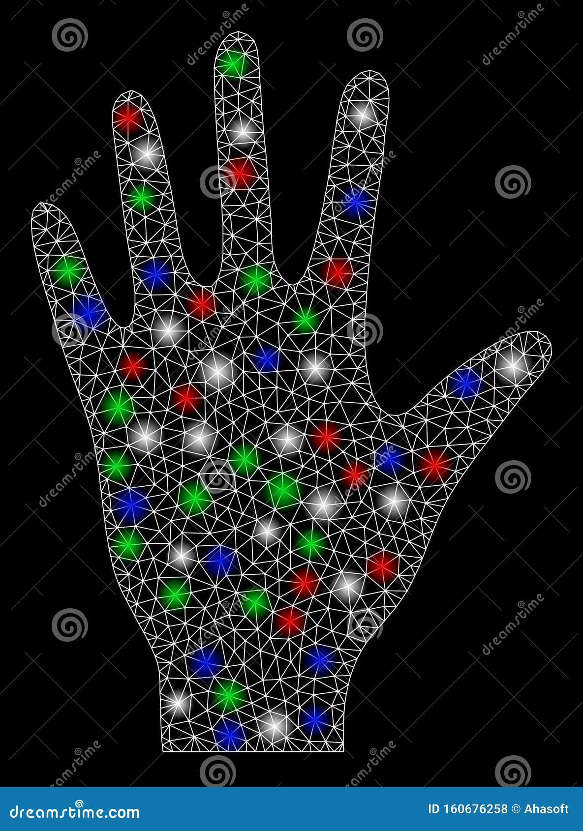 Bright Mesh Wire Frame Hand with Flash Spots Stock Vector ...