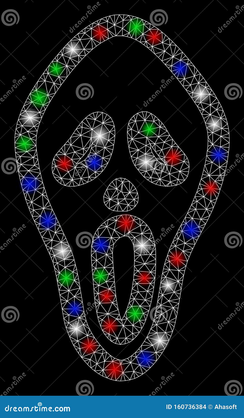 Bright Mesh Carcass Horror Mask with Light Spots Stock Vector ...