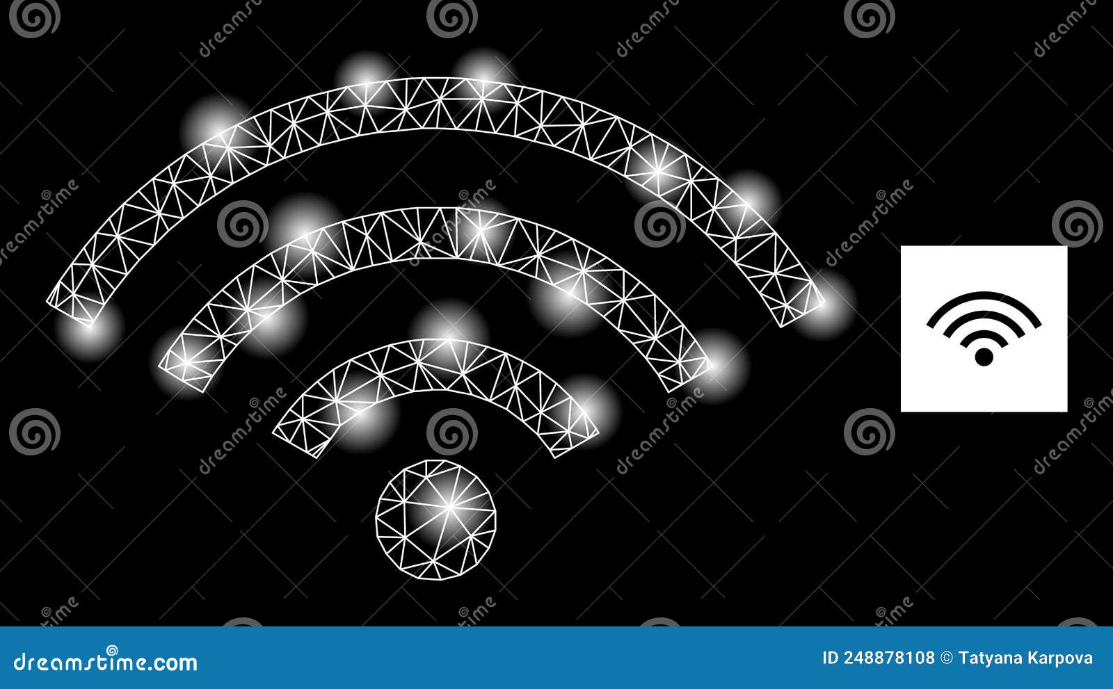 Bright Mesh Internet Signal Icon with Constellation Light Spots Stock ...