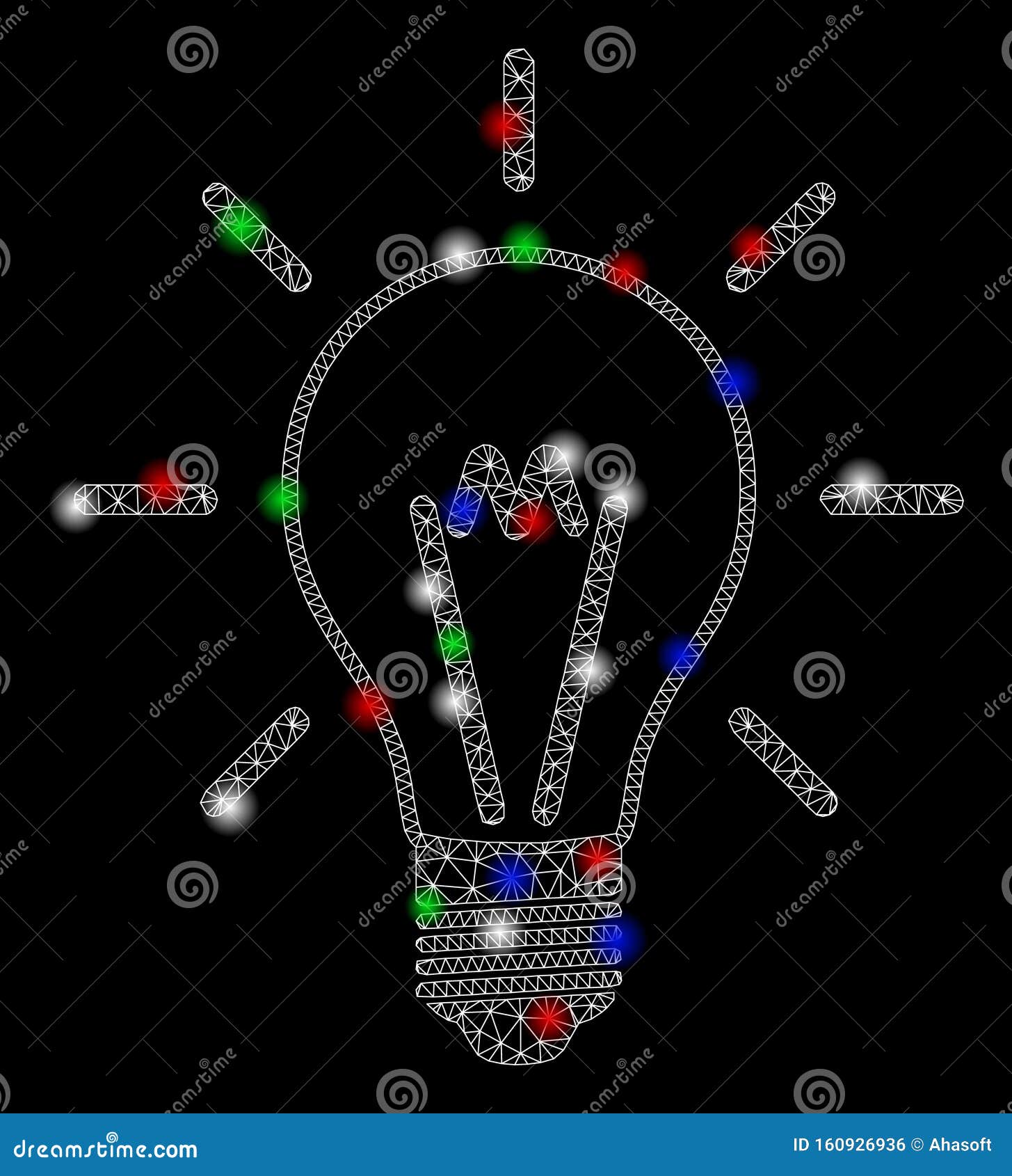 Bright Mesh Network Invent Bulb with Flare Spots Stock Vector ...