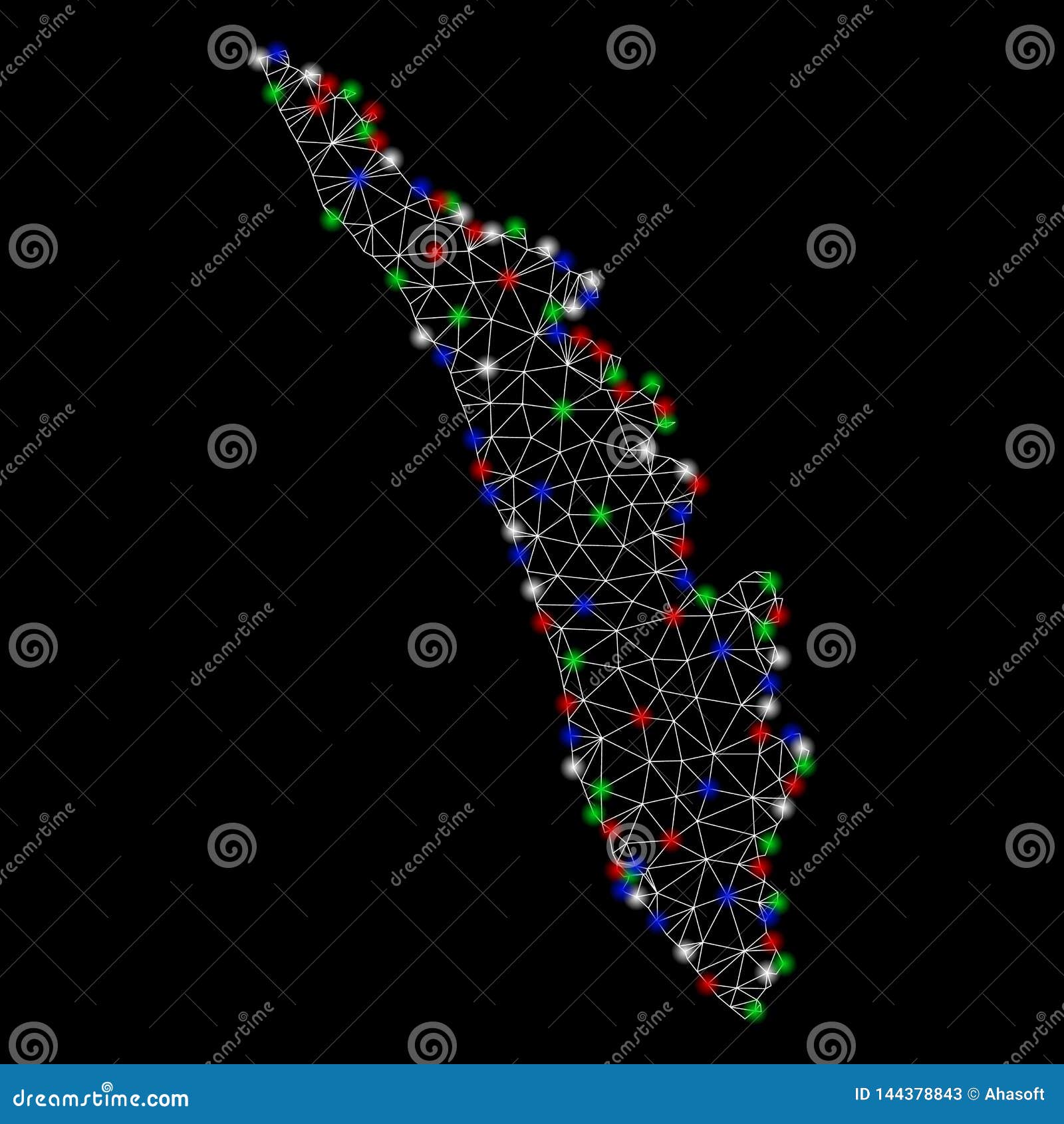 Bright Mesh 2D Kerala State Map with Flash Spots Stock Vector ...