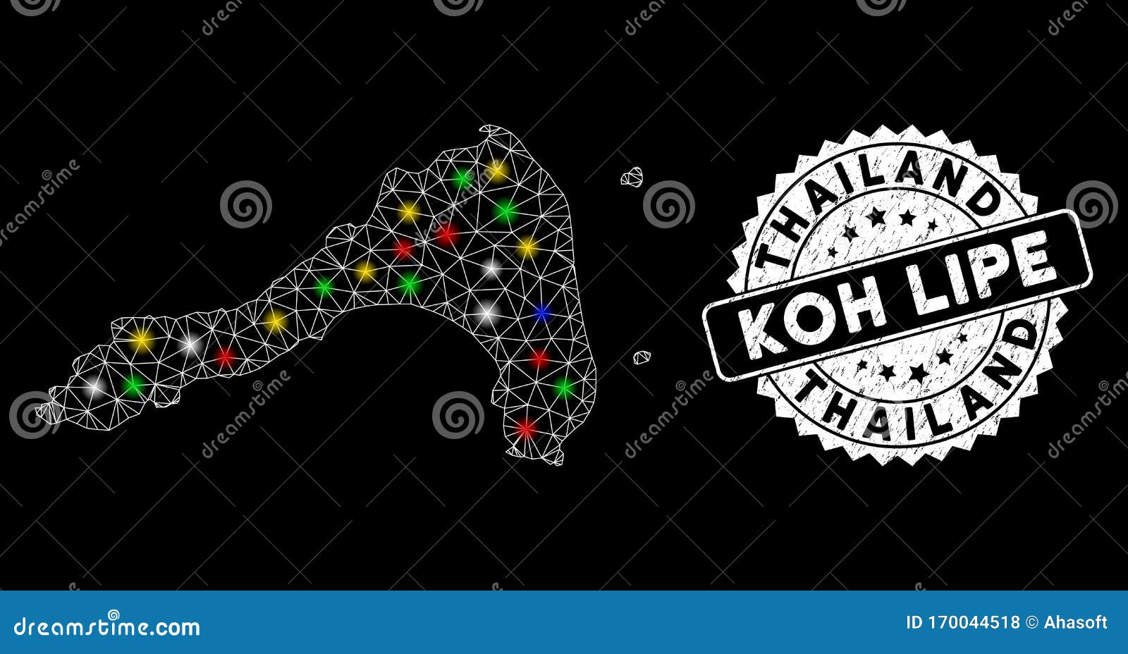 Ko Lipe Network, Constellation Style Island Map. Cartoon Vector ...