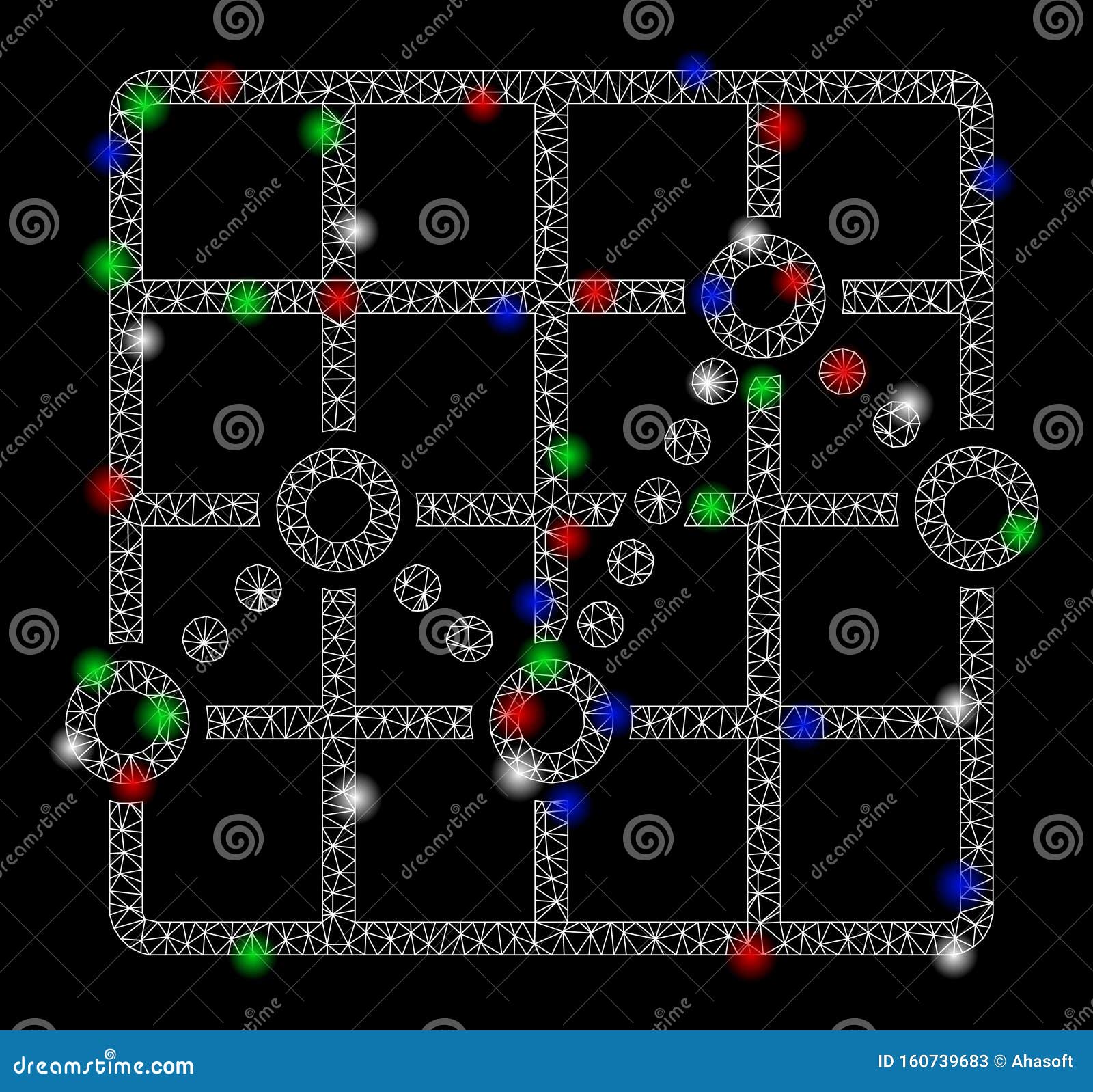 Bright Mesh 2D Scream Smiley Map Marker With Flare Spots Vector ...