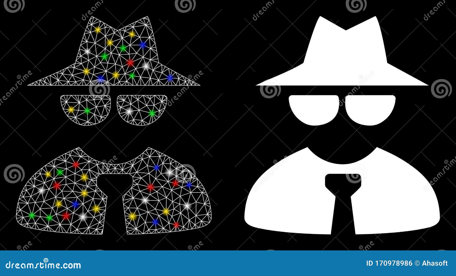 Flare Mesh Carcass Mafia Boss Icon with Flare Spots Stock Vector ...
