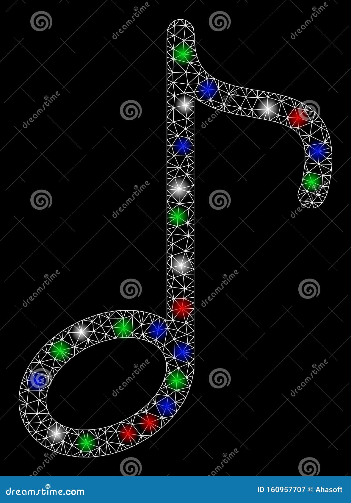 Bright Mesh Carcass Music Note with Flare Spots Stock Vector ...