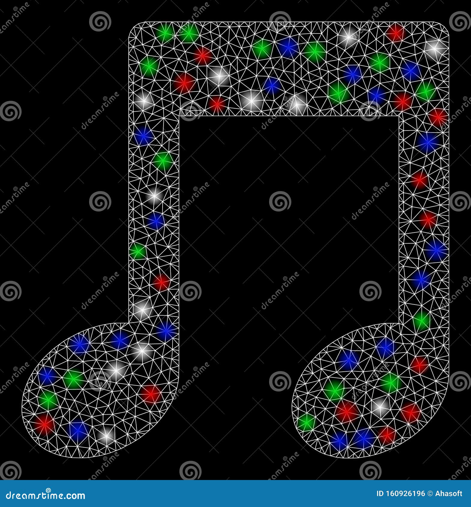 Bright Mesh 2D Music Notes with Flash Spots Stock Vector - Illustration ...
