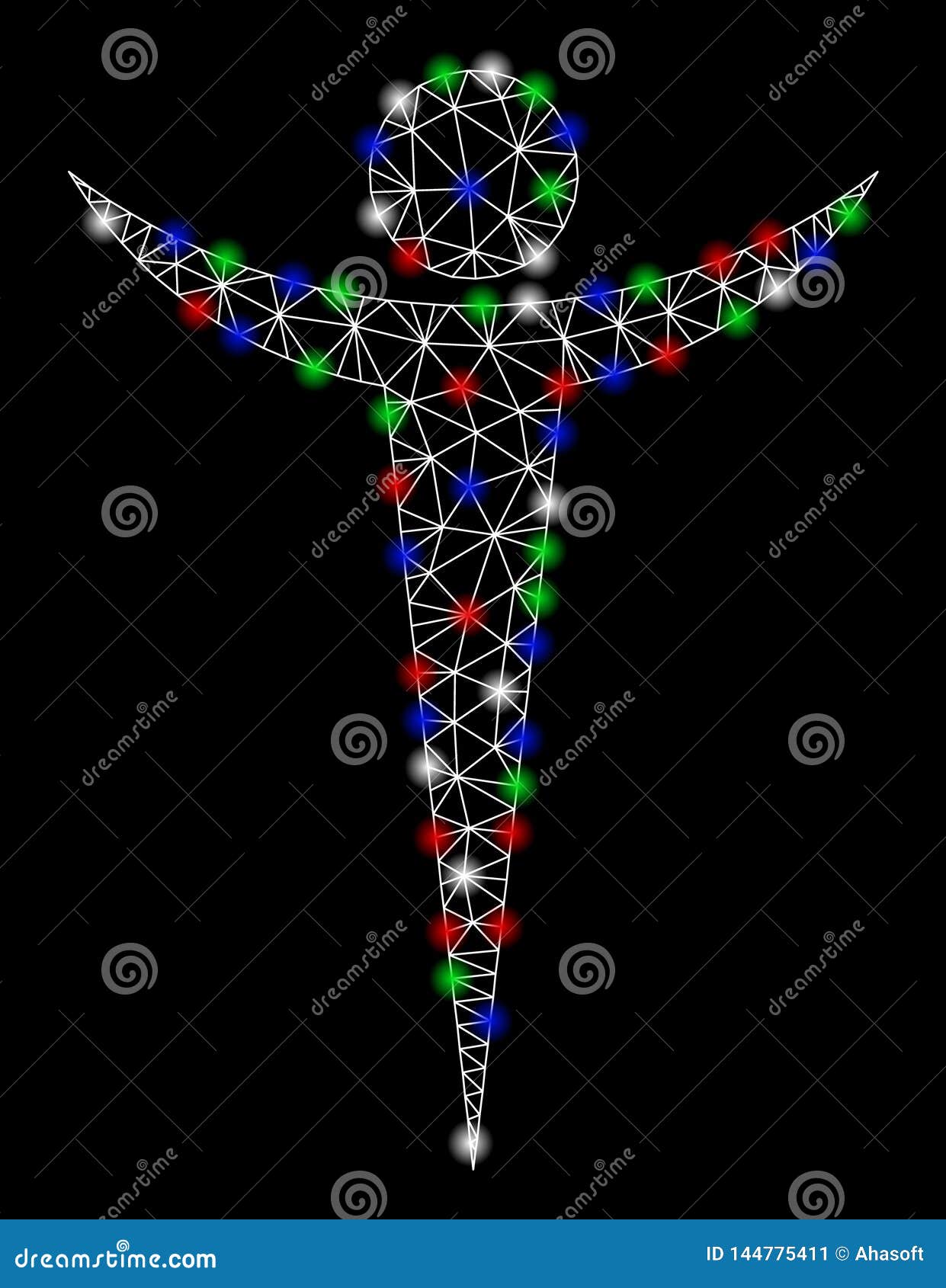 Bright Mesh Network Abstract Man with Flare Spots Stock Vector ...