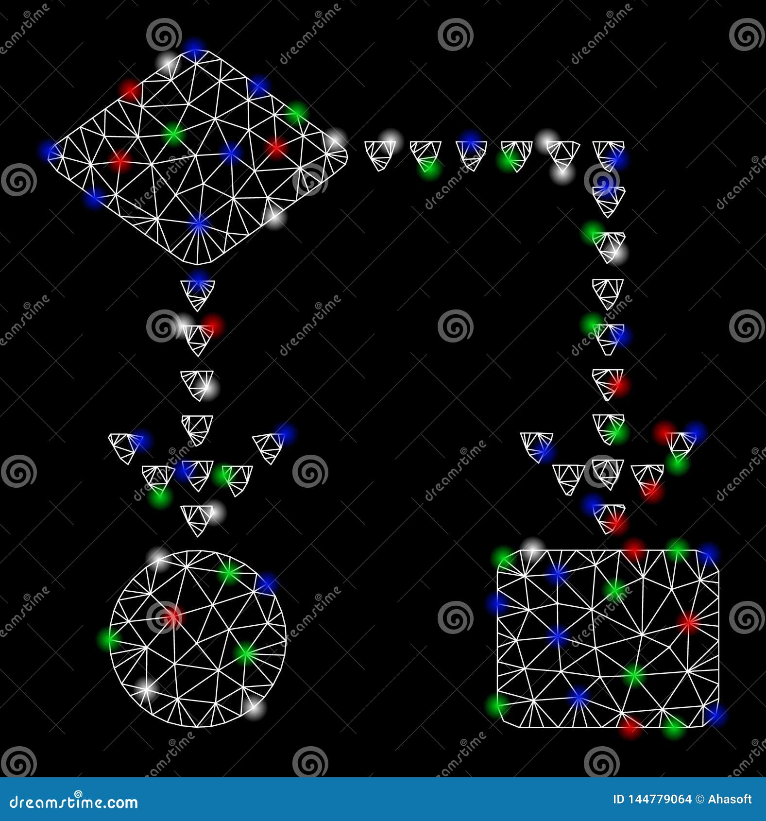 Bright Mesh Network Algorithm Flowchart with Light Spots Stock Vector ...