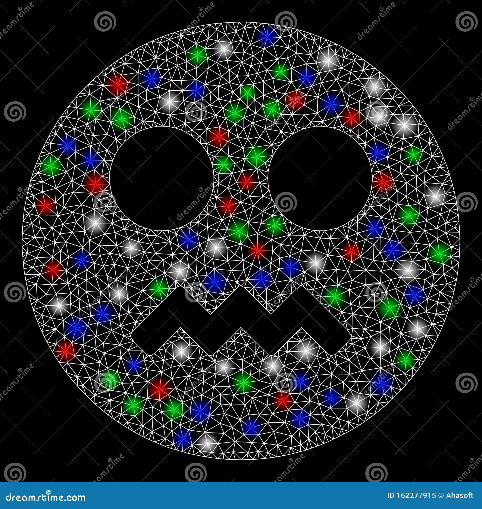 Bright Mesh Network Angry Smiley with Light Spots Stock Vector ...