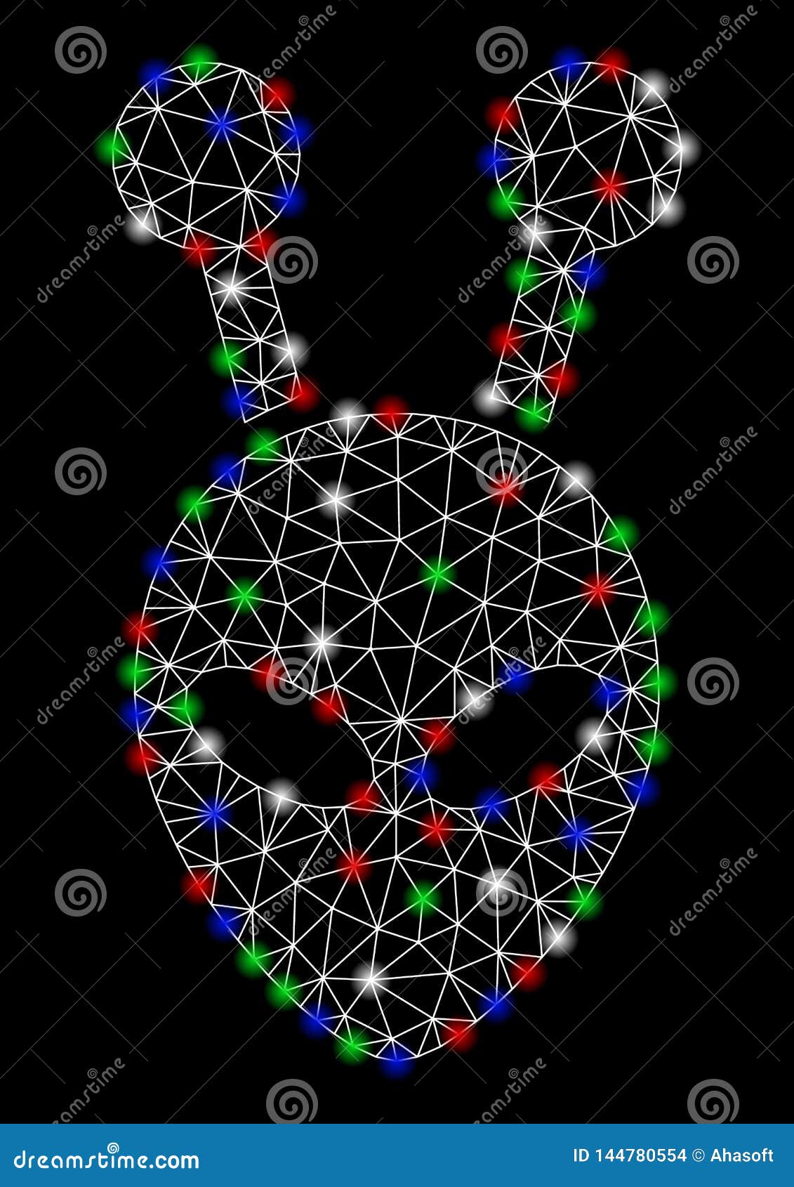 Bright Mesh Network Antenna Alien Head with Light Spots Stock Vector ...