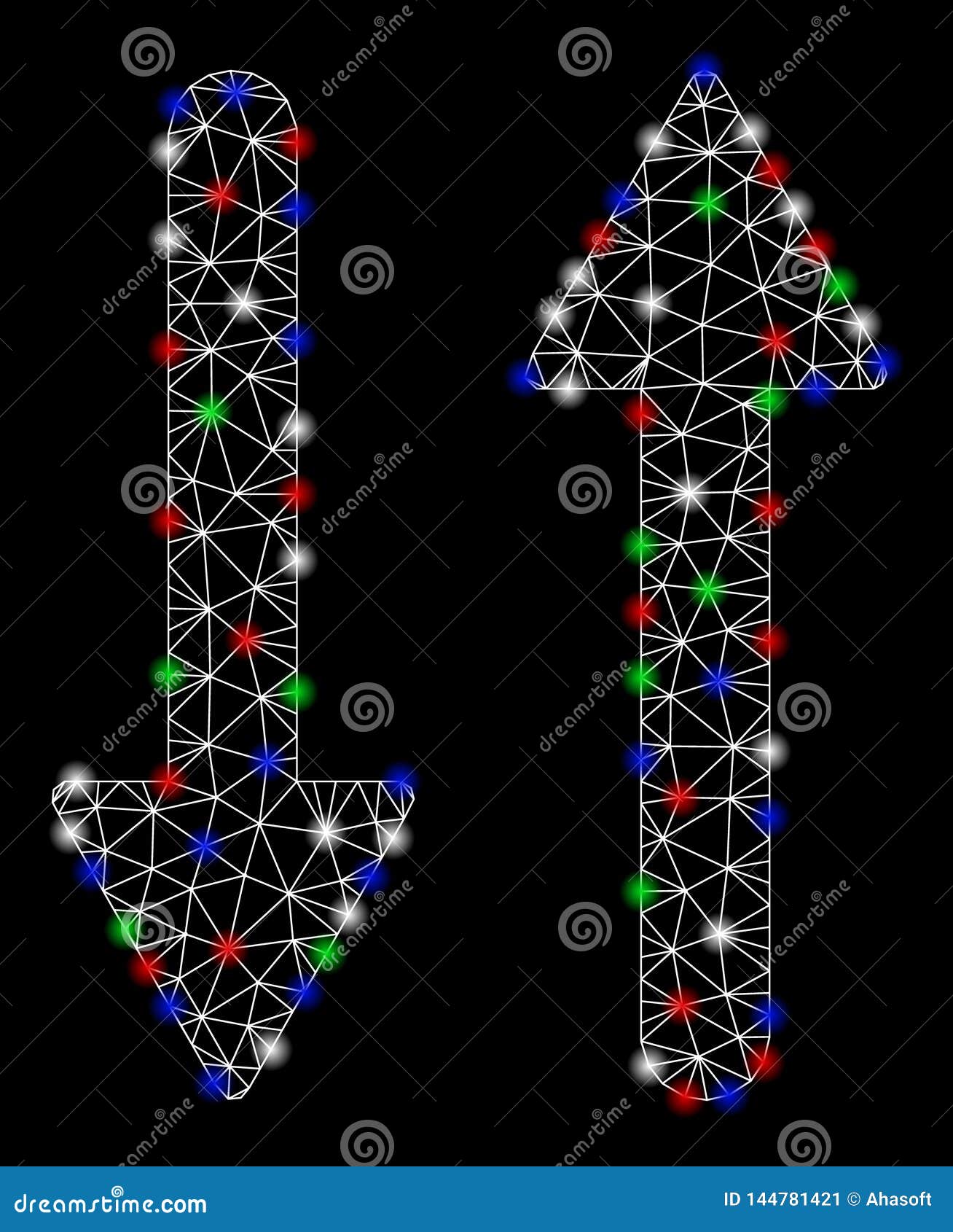 Bright Mesh Network Arrows Exchange Vertical with Light Spots Stock ...