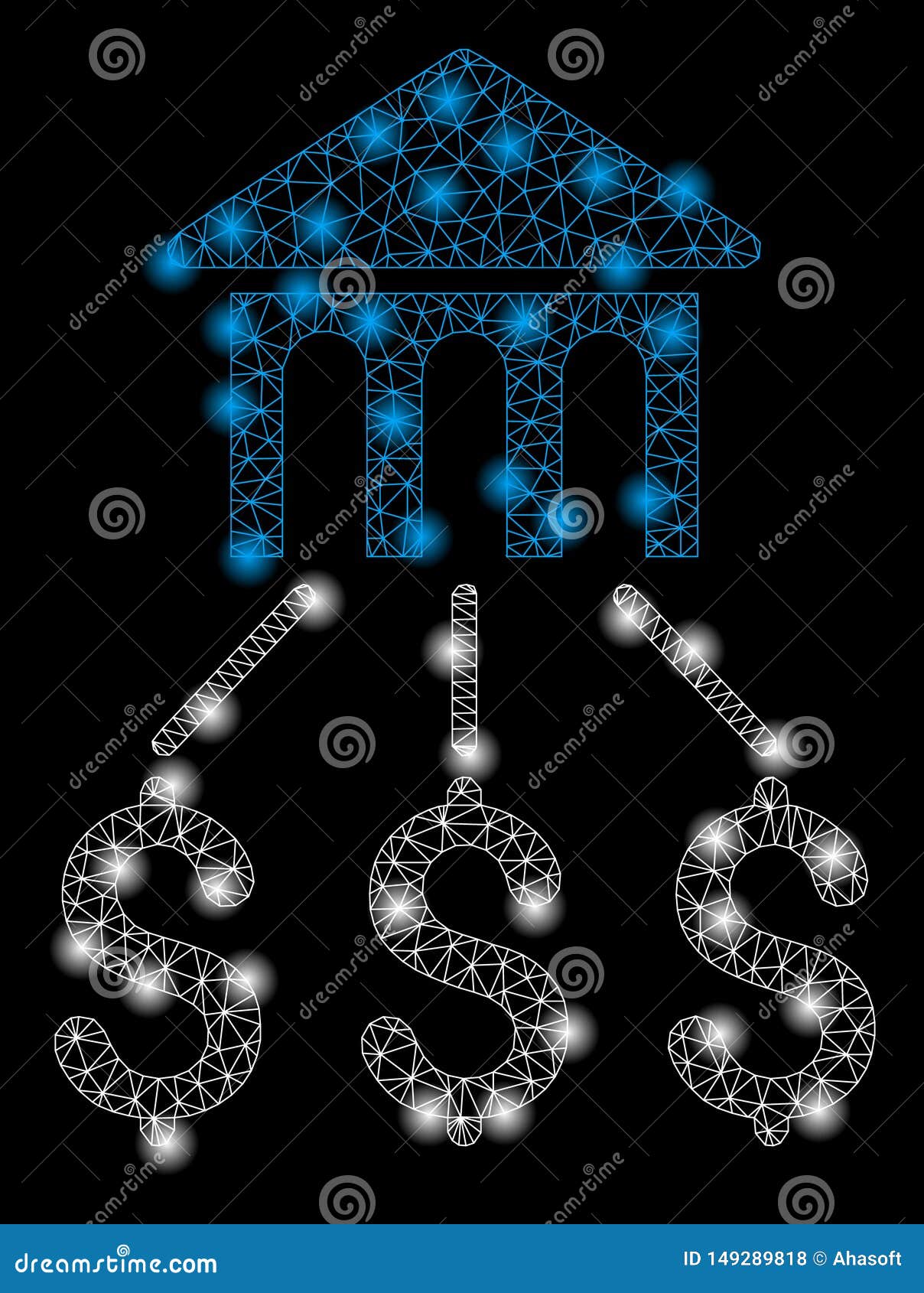 Bright Mesh Network Bank Structure with Light Spots Stock Vector ...