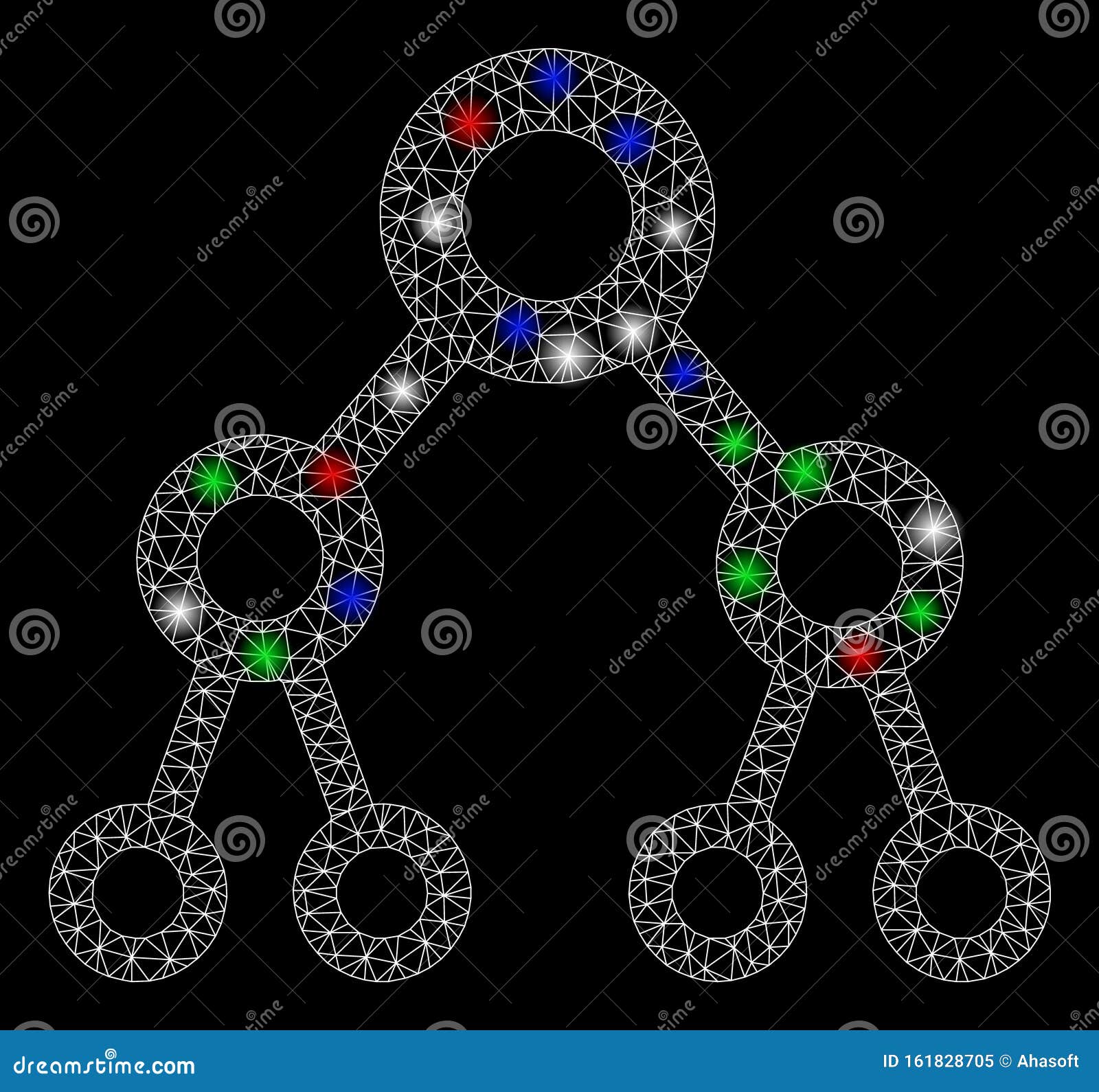 Bright Mesh Network Binary Tree with Light Spots Stock Vector - Illustration of blue, group ...