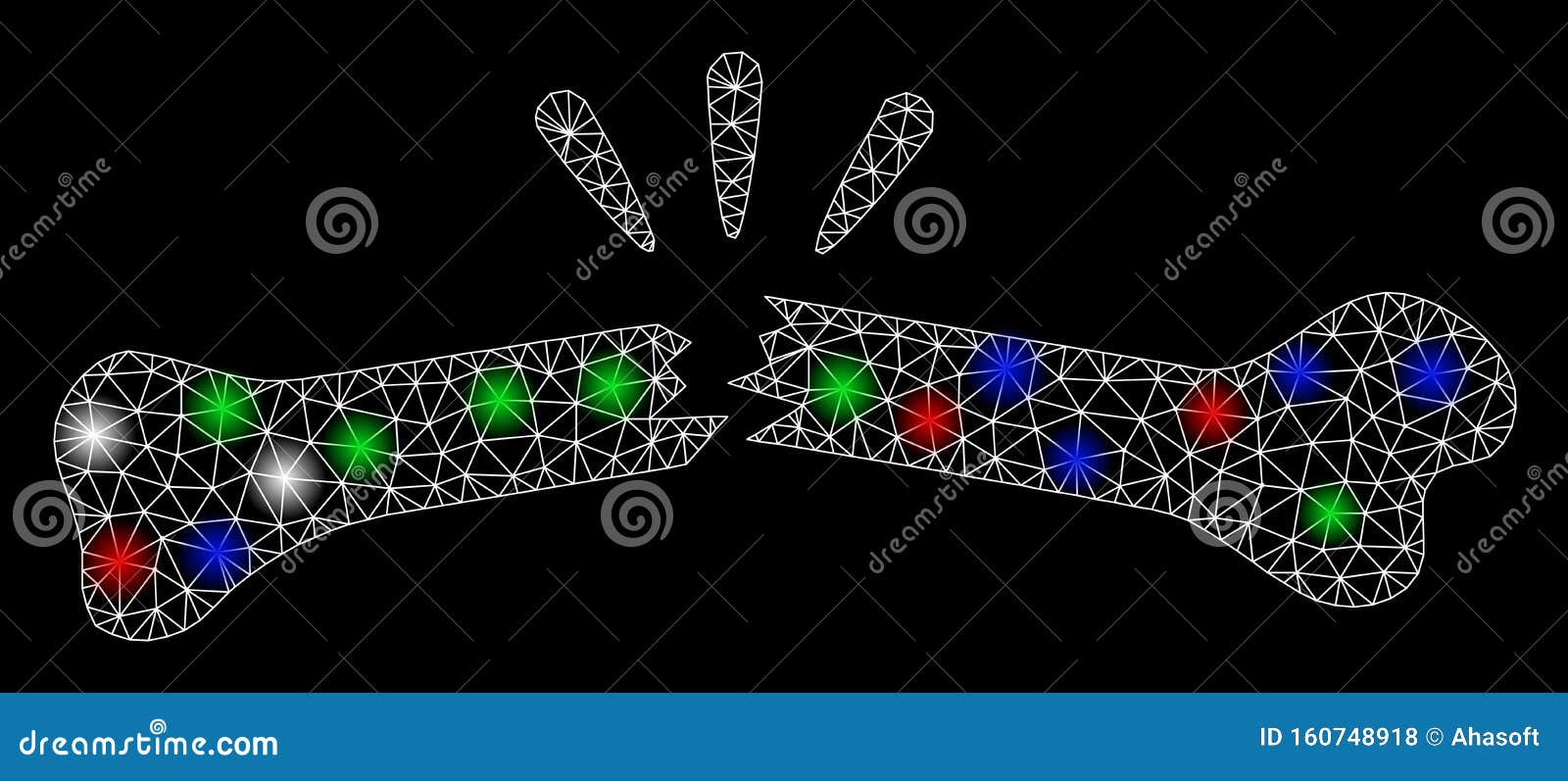 Bright Mesh Network Broken Bone with Flare Spots Stock Vector ...