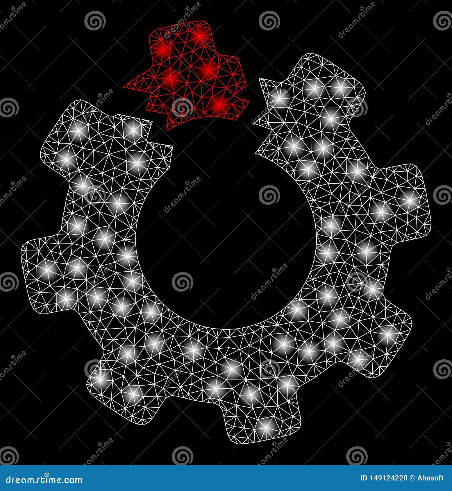 Bright Mesh Network Broken Cog with Light Spots Stock Vector ...