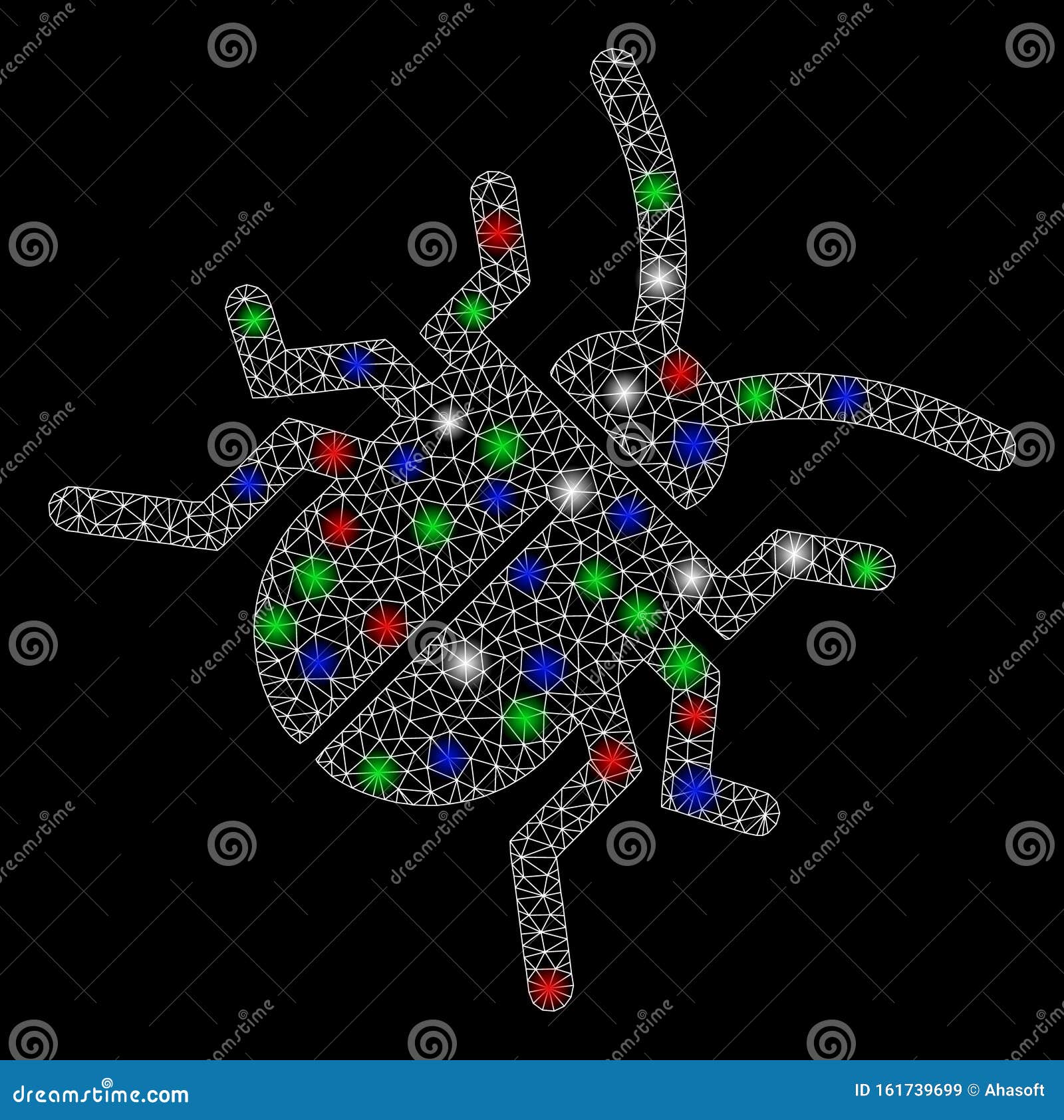 Bright Mesh Network Bug with Flash Spots Stock Vector - Illustration of ...