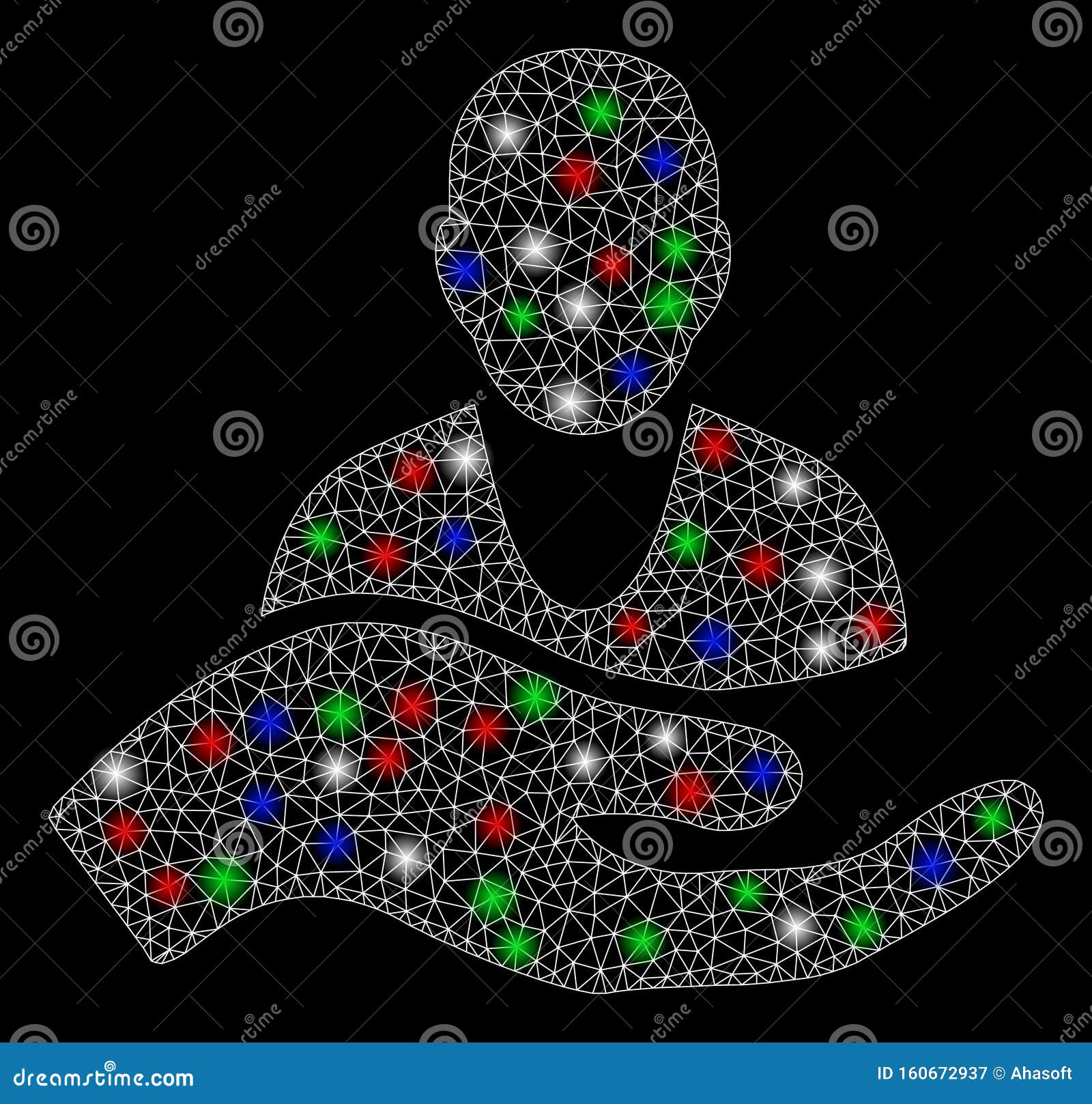 Bright Mesh Network Client Care Hand with Flash Spots Stock Vector ... Bright Mesh Network Client Care Hand with Flash Spots Stock Vector ...