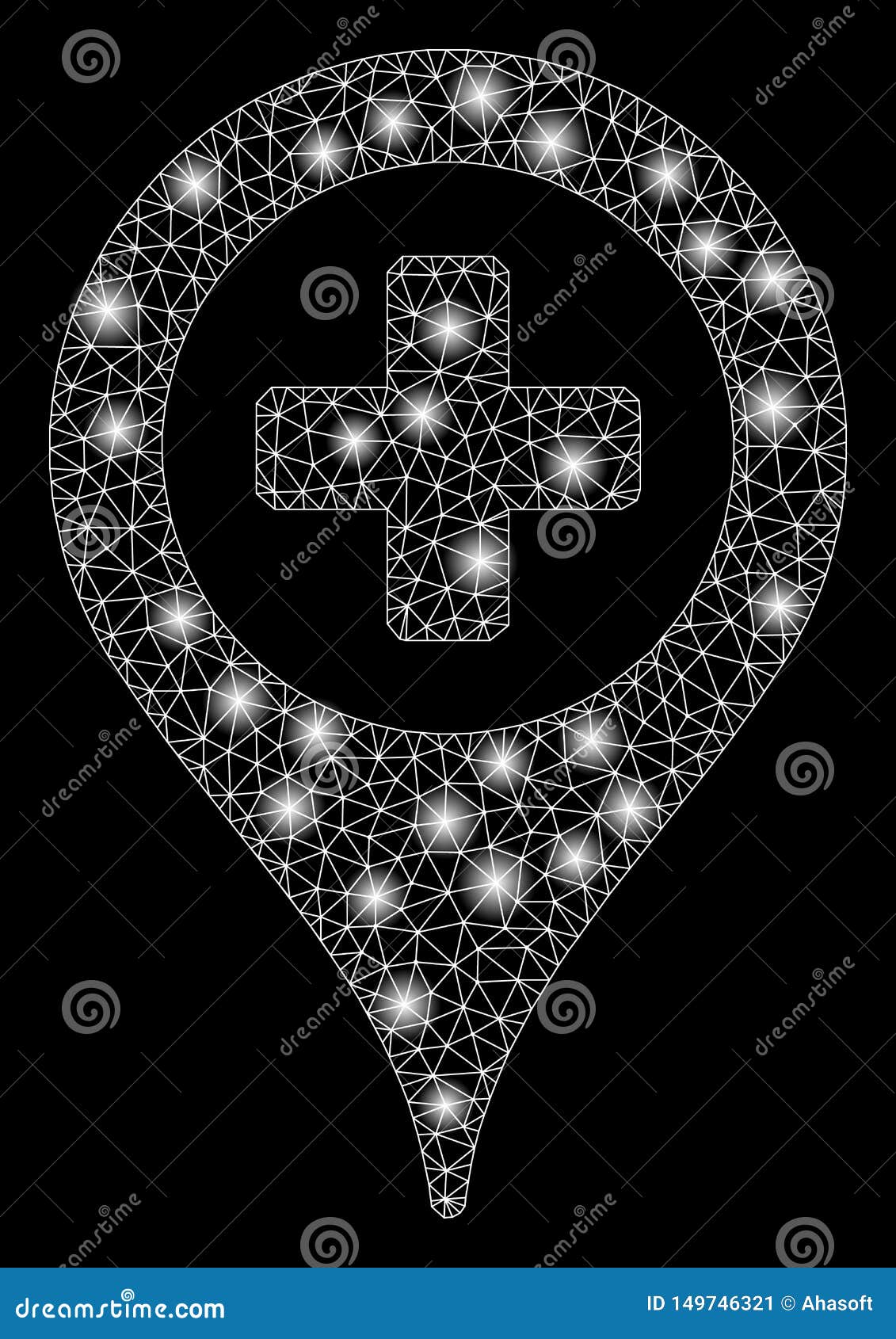 Bright Mesh Network Cross Map Marker with Flash Spots Stock Vector ...