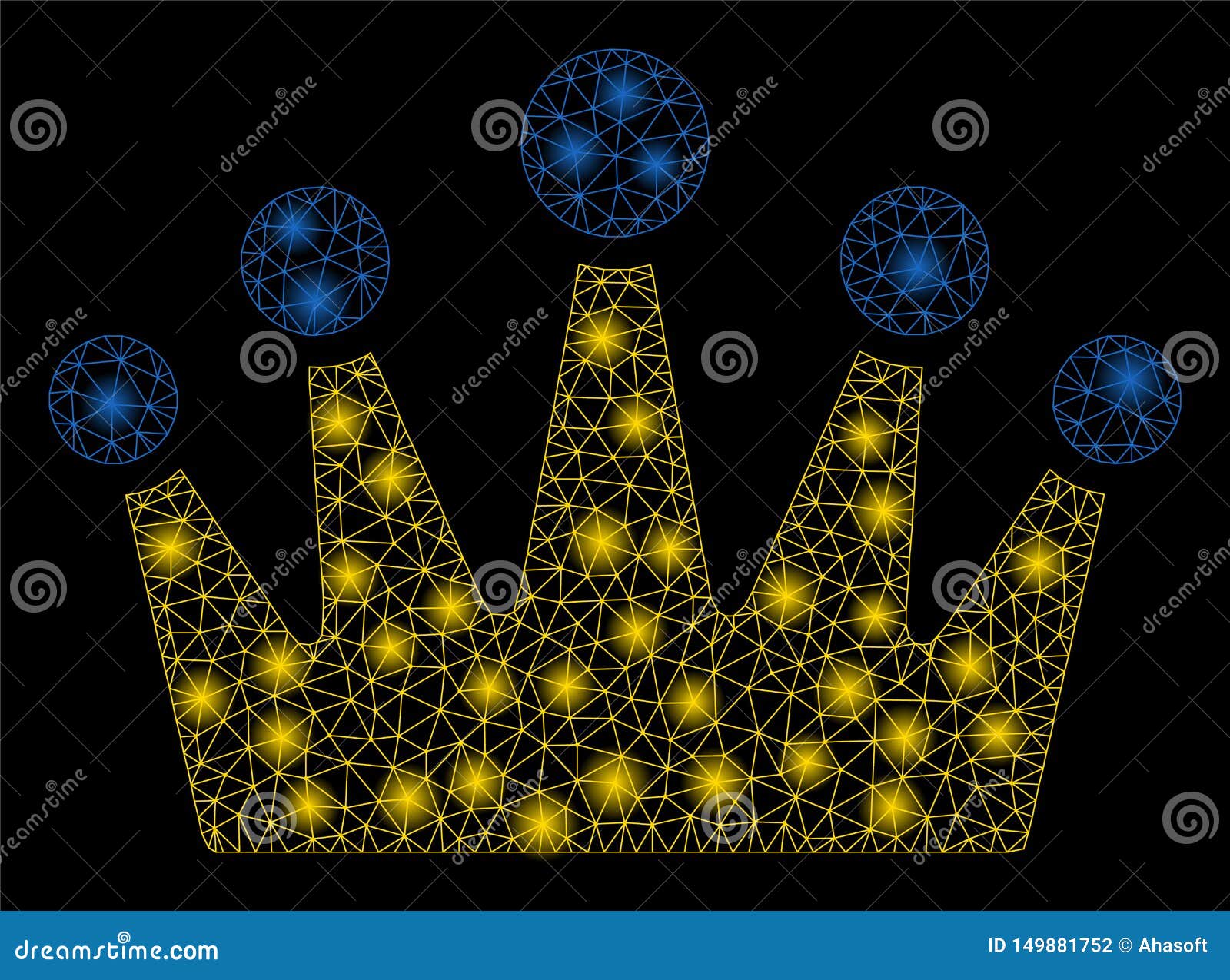 Bright Mesh Network Crown with Flare Spots Stock Vector - Illustration ...