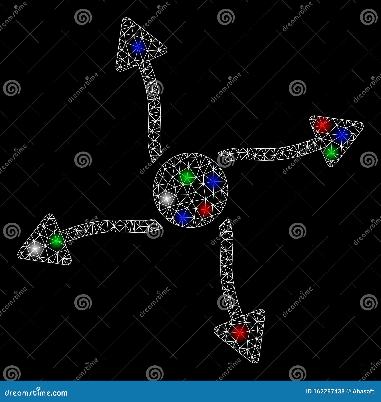 Bright Mesh Network Curve Arrows with Flare Spots Stock Vector ...
