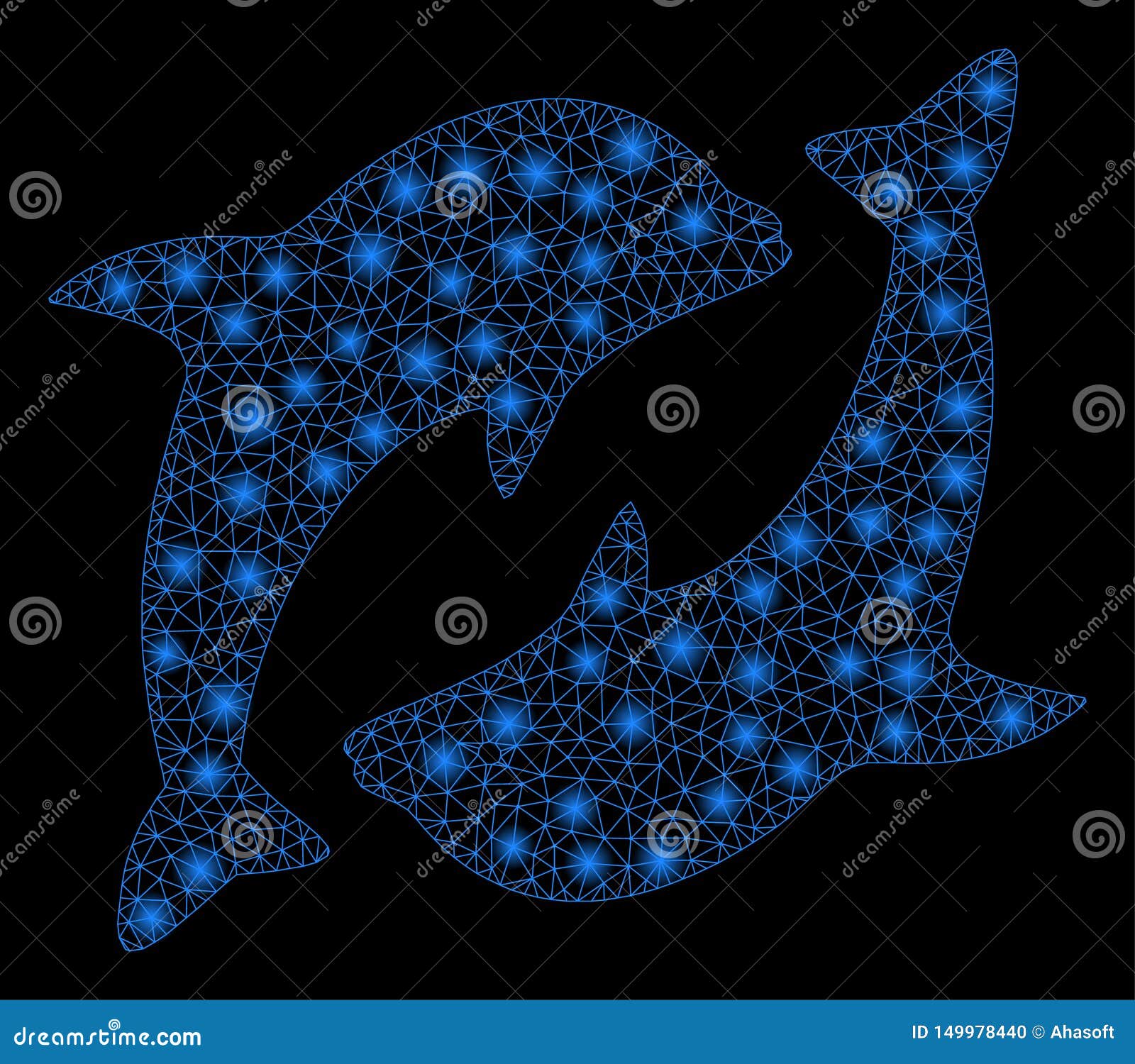 Bright Mesh Network Dolphins with Flare Spots Stock Vector ...