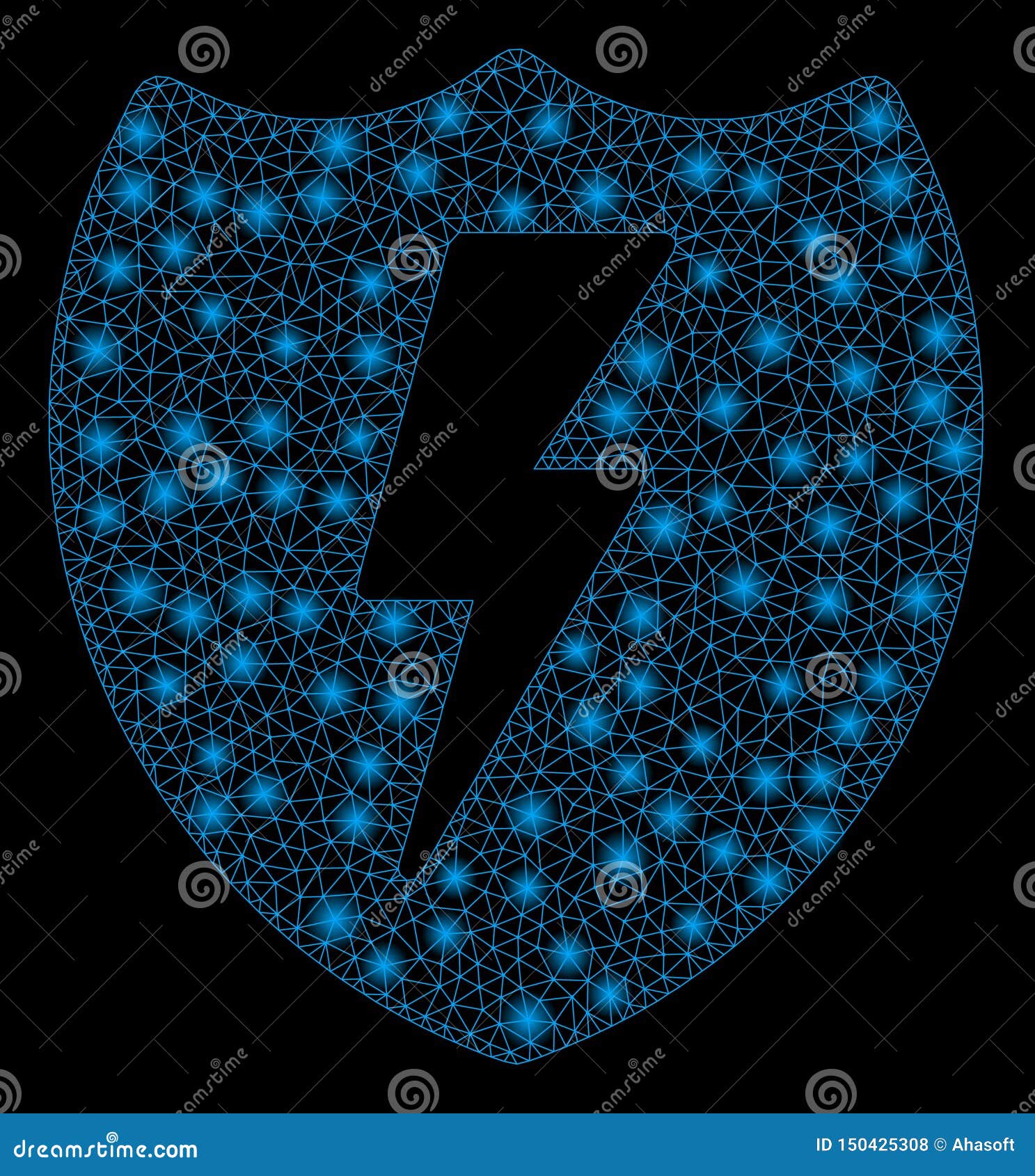 Bright Mesh Network Electric Shield with Flash Spots Stock Vector ...