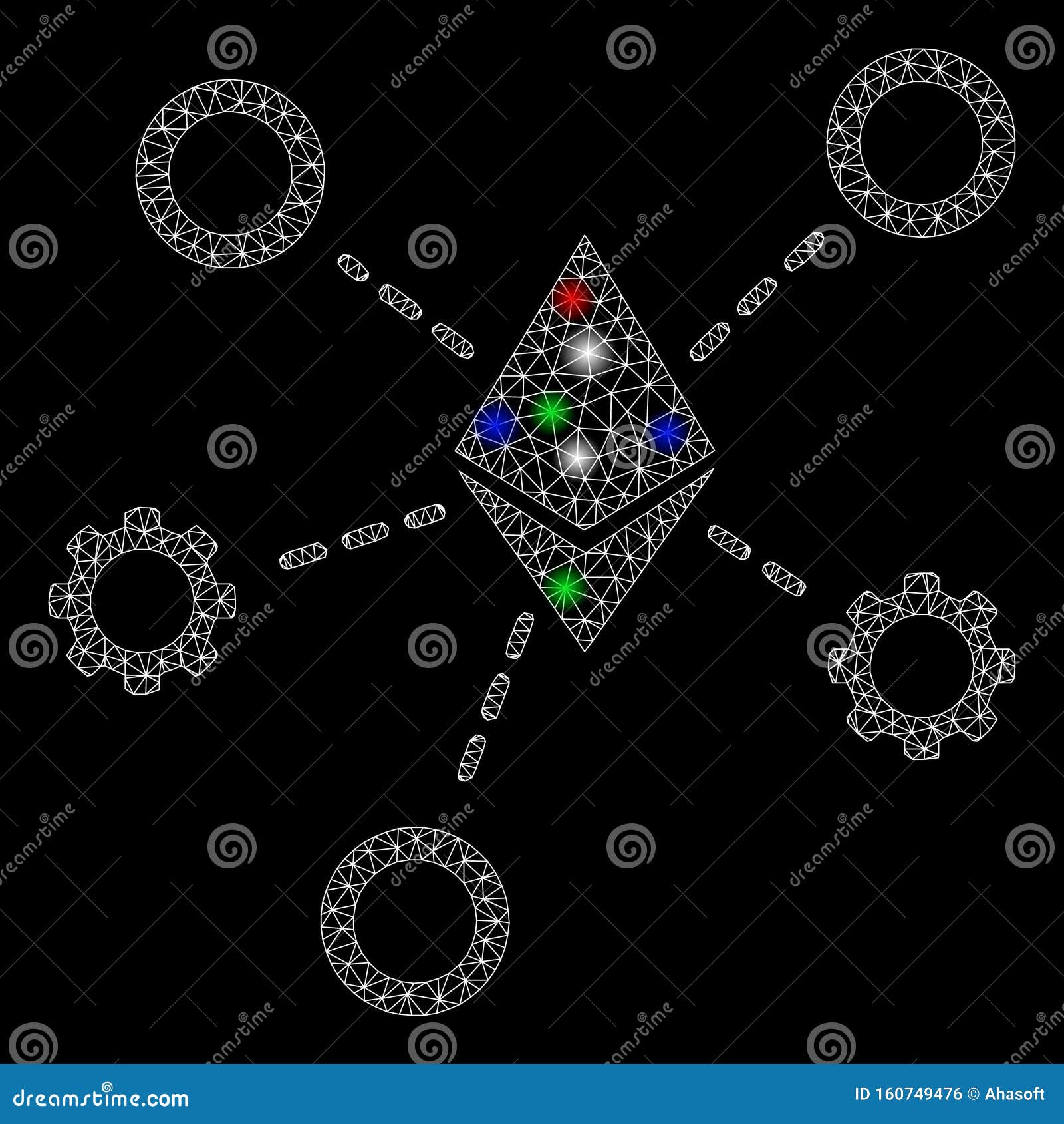 Bright Mesh Network Ethereum Network Nodes with Light Spots Stock ...
