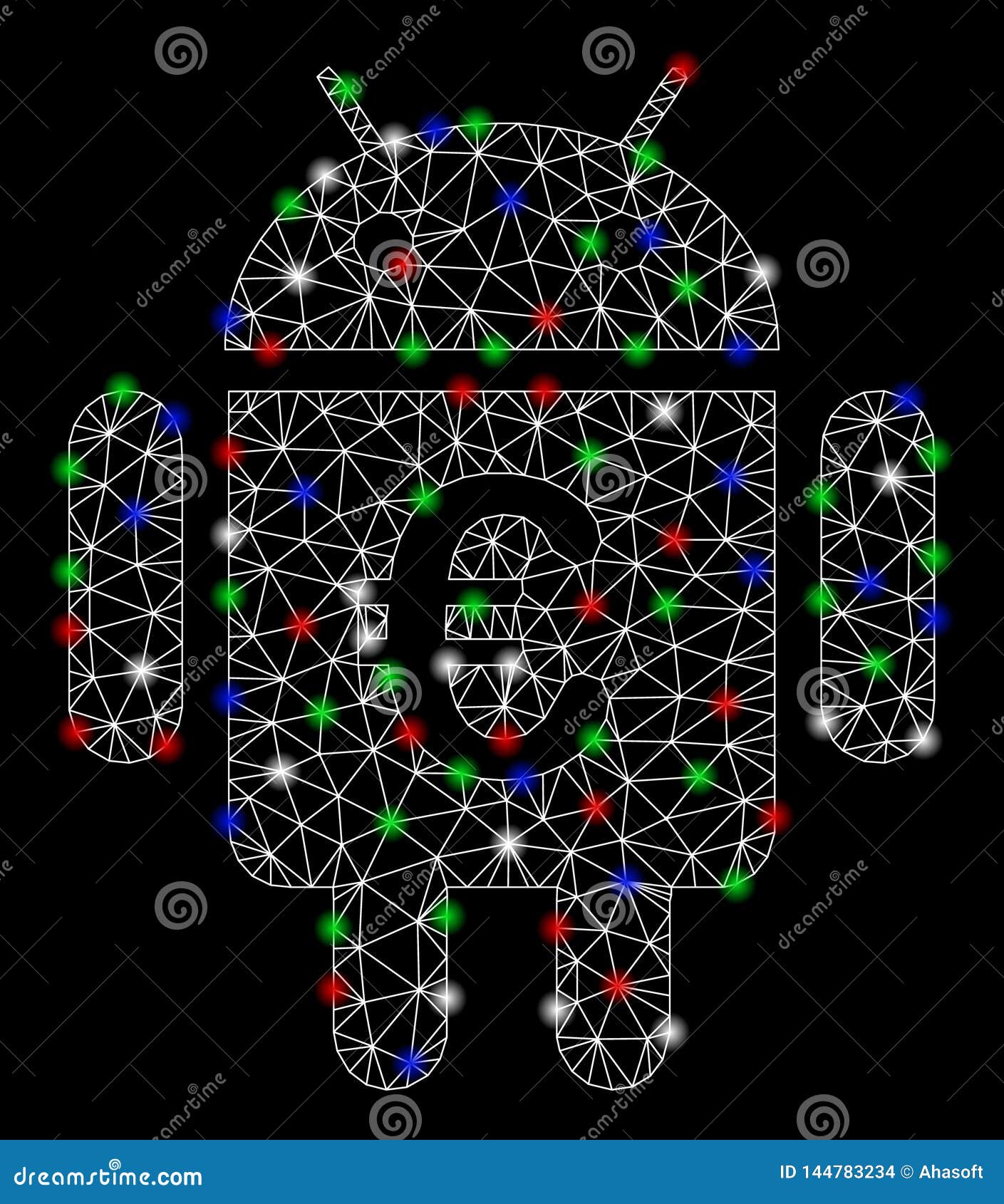 Bright Mesh Network Euro Android with Flash Spots Stock Vector ...