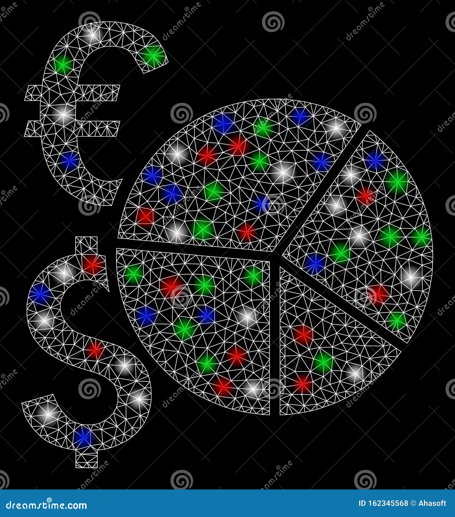 Bright Mesh Network Financial Pie Chart with Flash Spots Stock ...