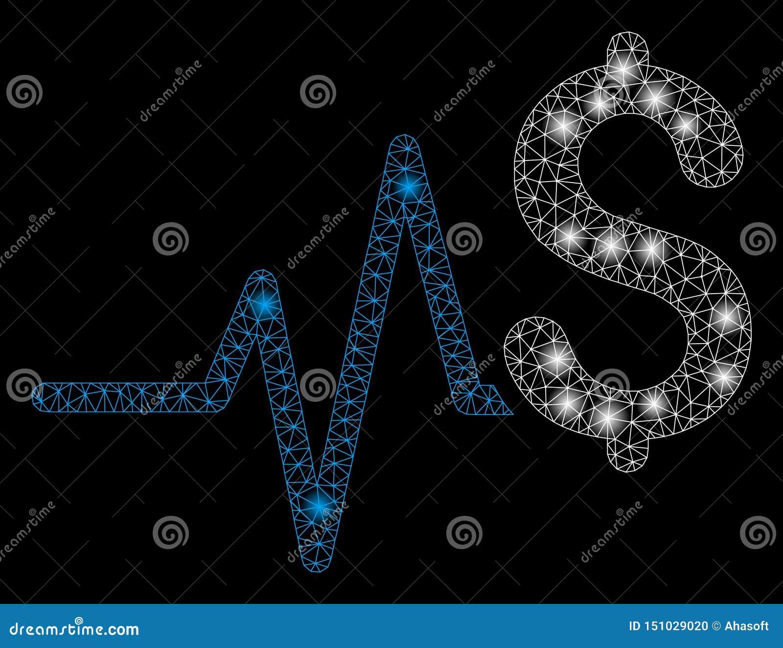 Bright Mesh Network Financial Pulse with Flash Spots Stock Vector ...