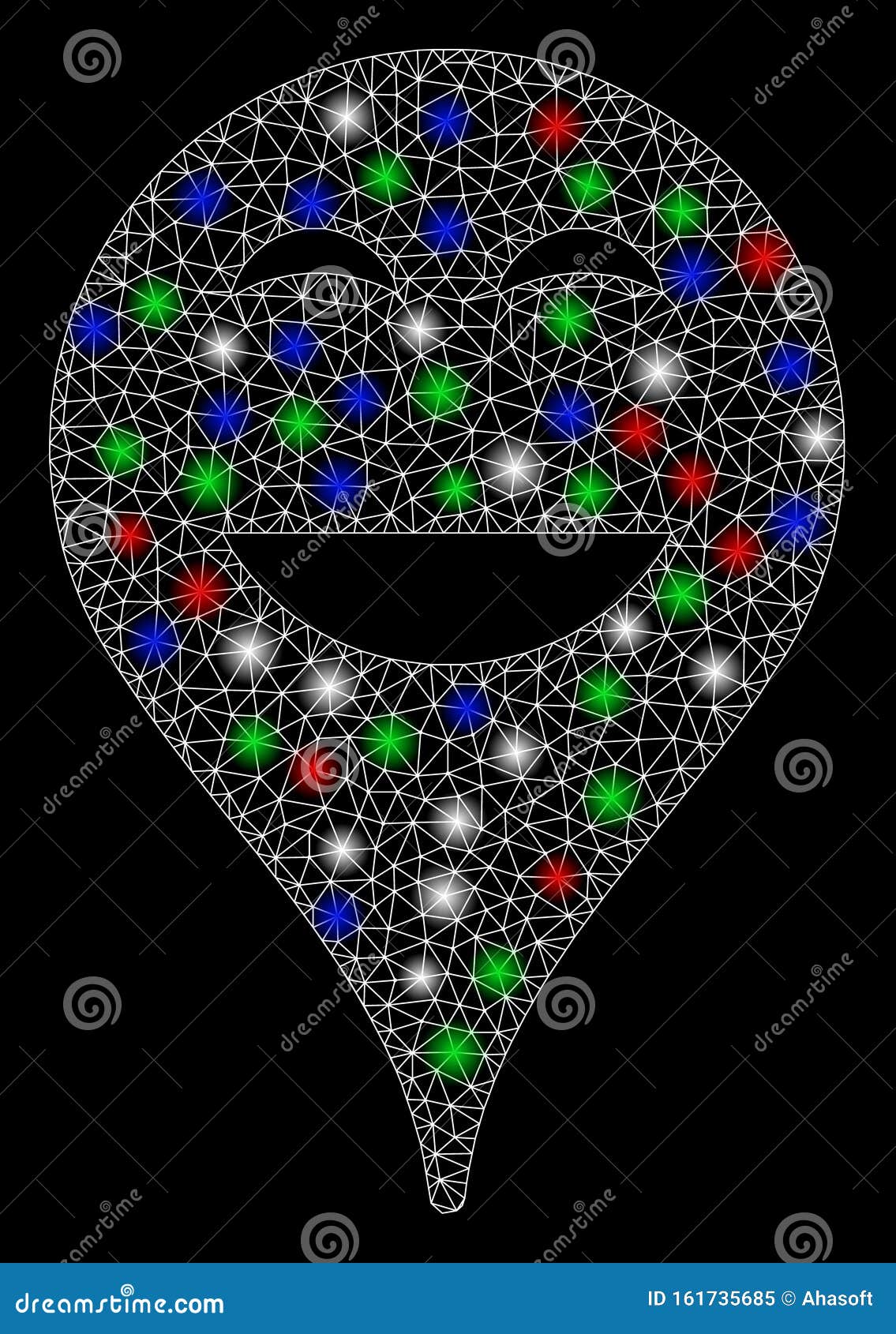 Bright Mesh Network Happy Smiley Map Marker with Flash Spots Stock ... Bright Mesh Network Happy Smiley Map Marker with Flash Spots Stock ...