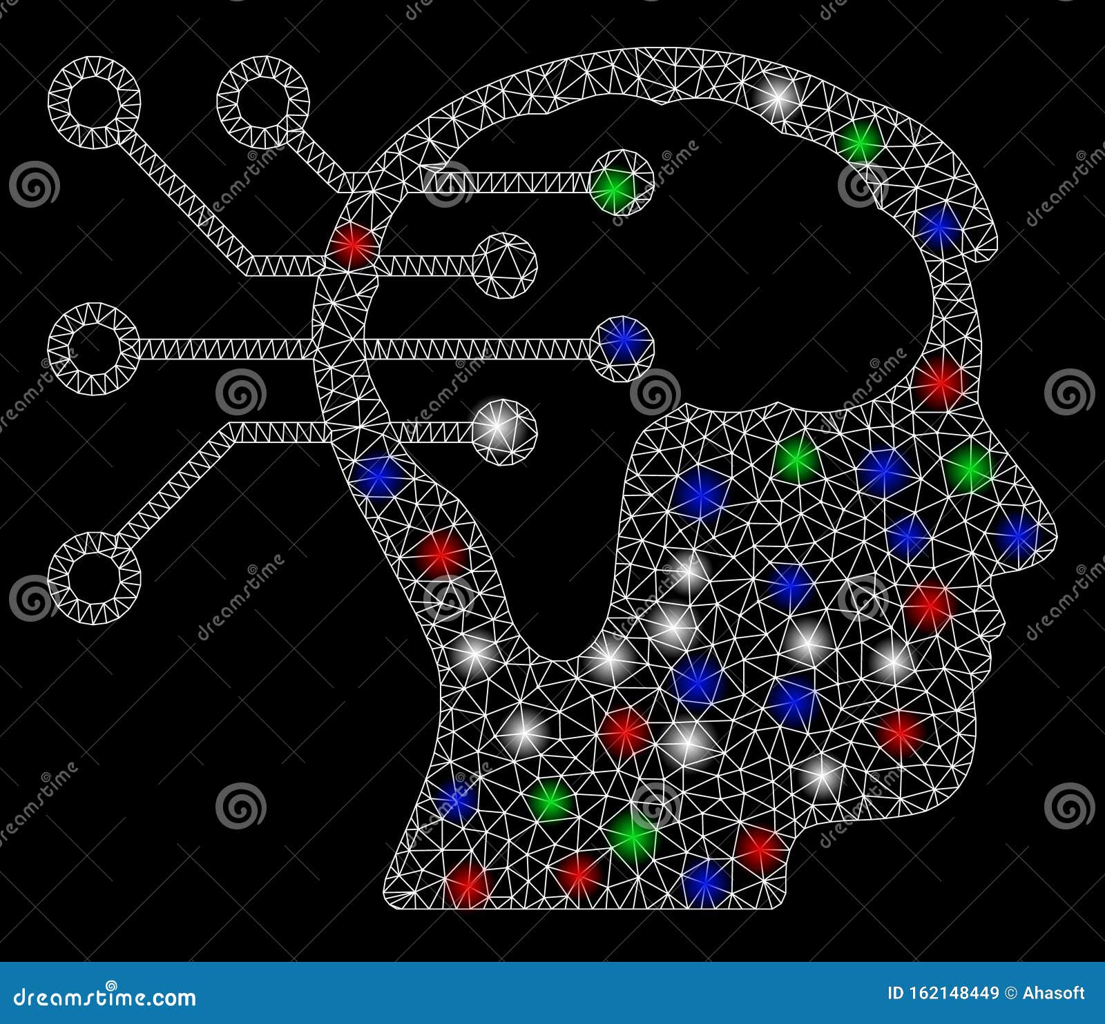 Bright Mesh Network Neural Interface Circuit with Light Spots Stock ...