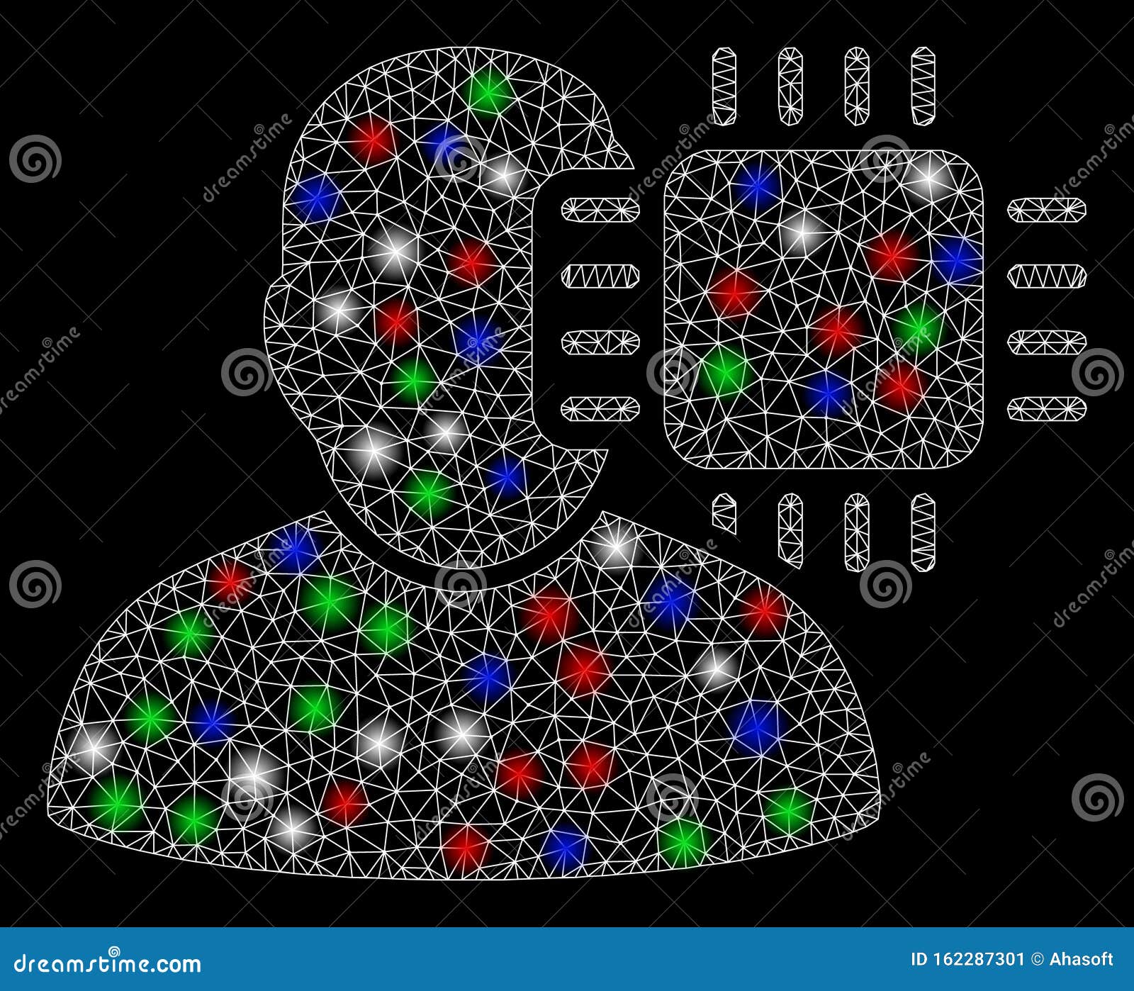 Bright Mesh Network Neuro Interface with Flash Spots Stock Vector ...