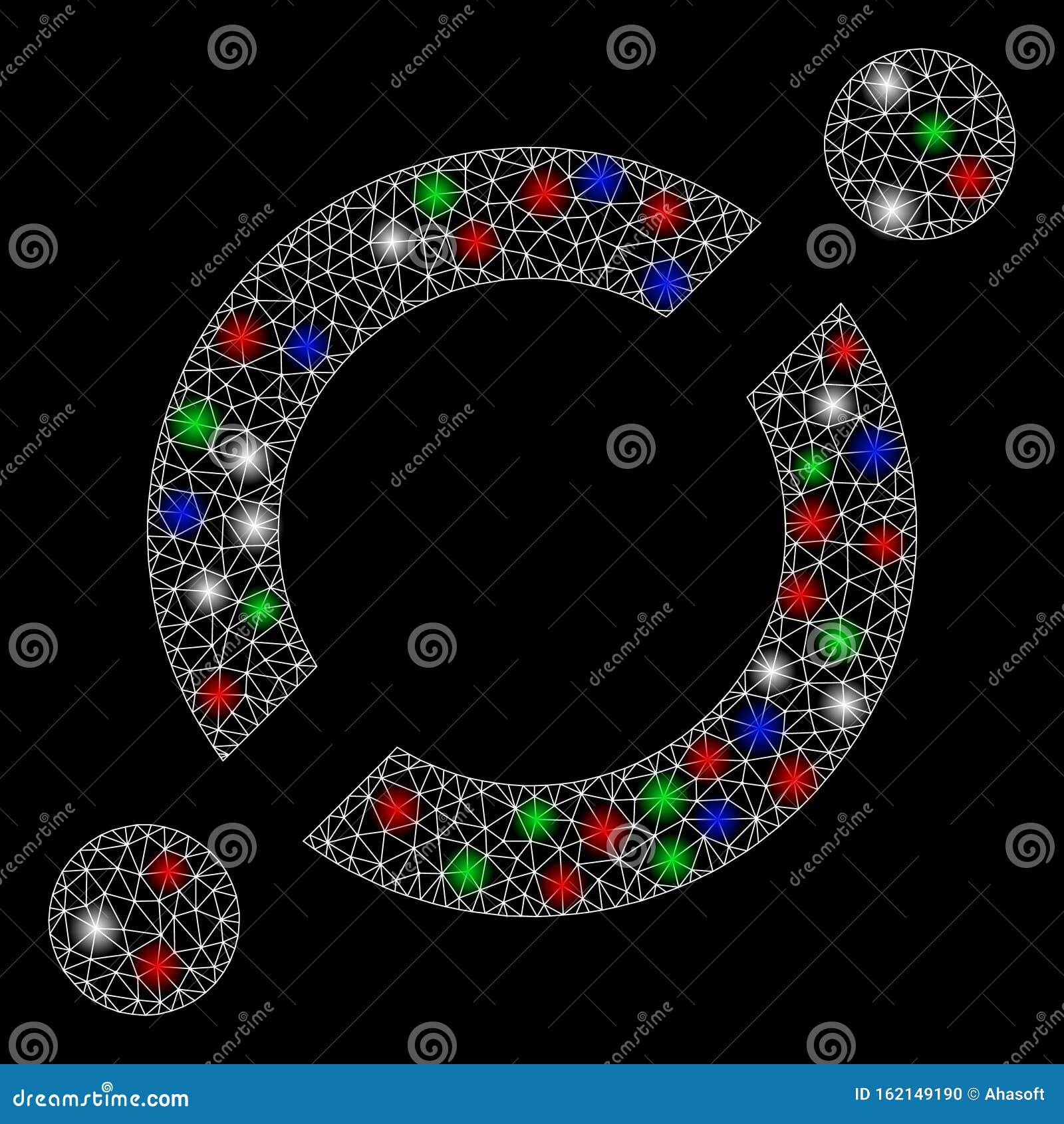 Bright Mesh Network Node Link with Flash Spots Stock Illustration ...