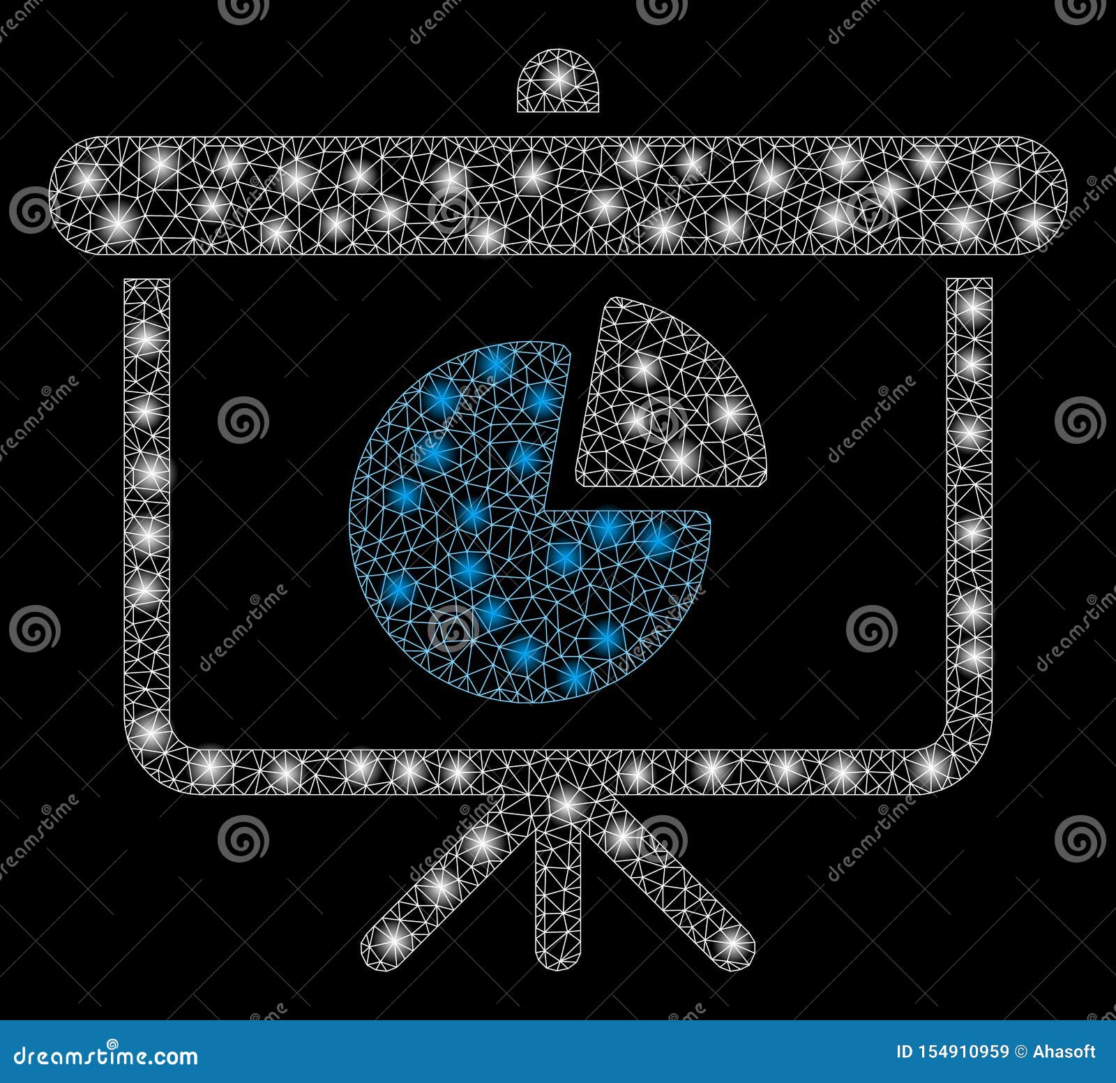Bright Mesh Network Pie Chart Demonstration with Flare Spots Stock ...