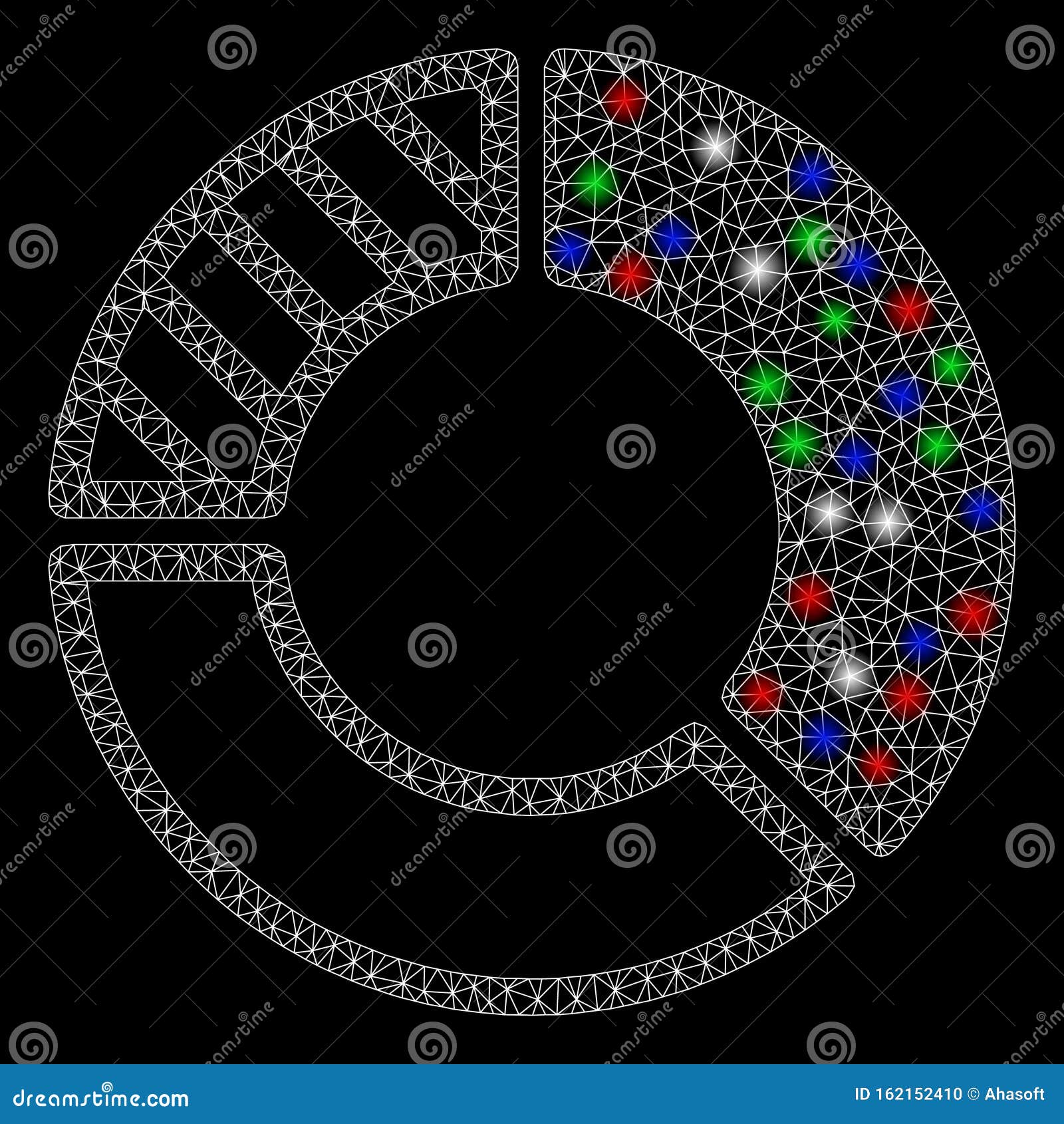Bright Mesh Network Pie Chart with Flare Spots Stock Illustration ...