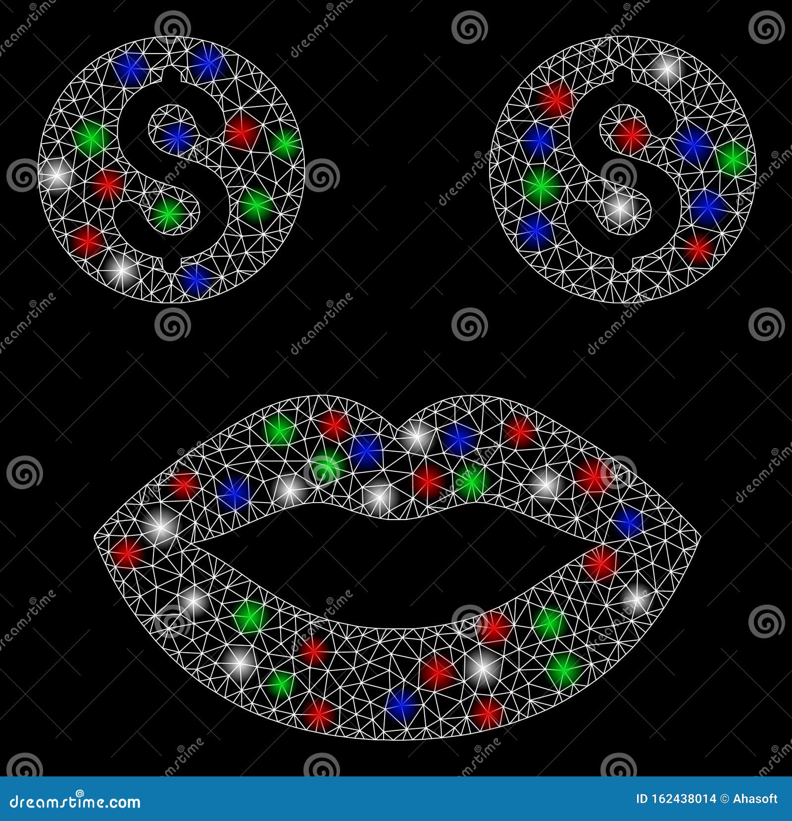 Bright Mesh Network Prostitute Smiley With Flash Spots Vector ...