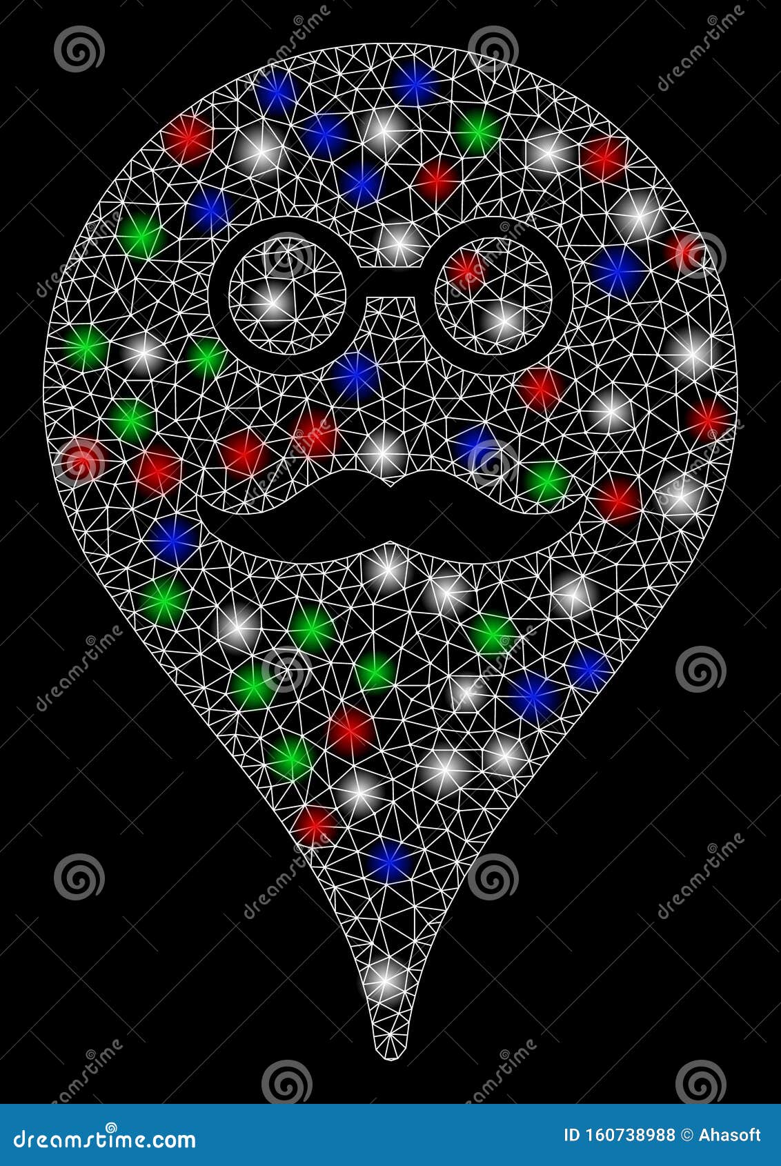 Bright Mesh Network Retired Smiley Map Marker with Light Spots Stock ...