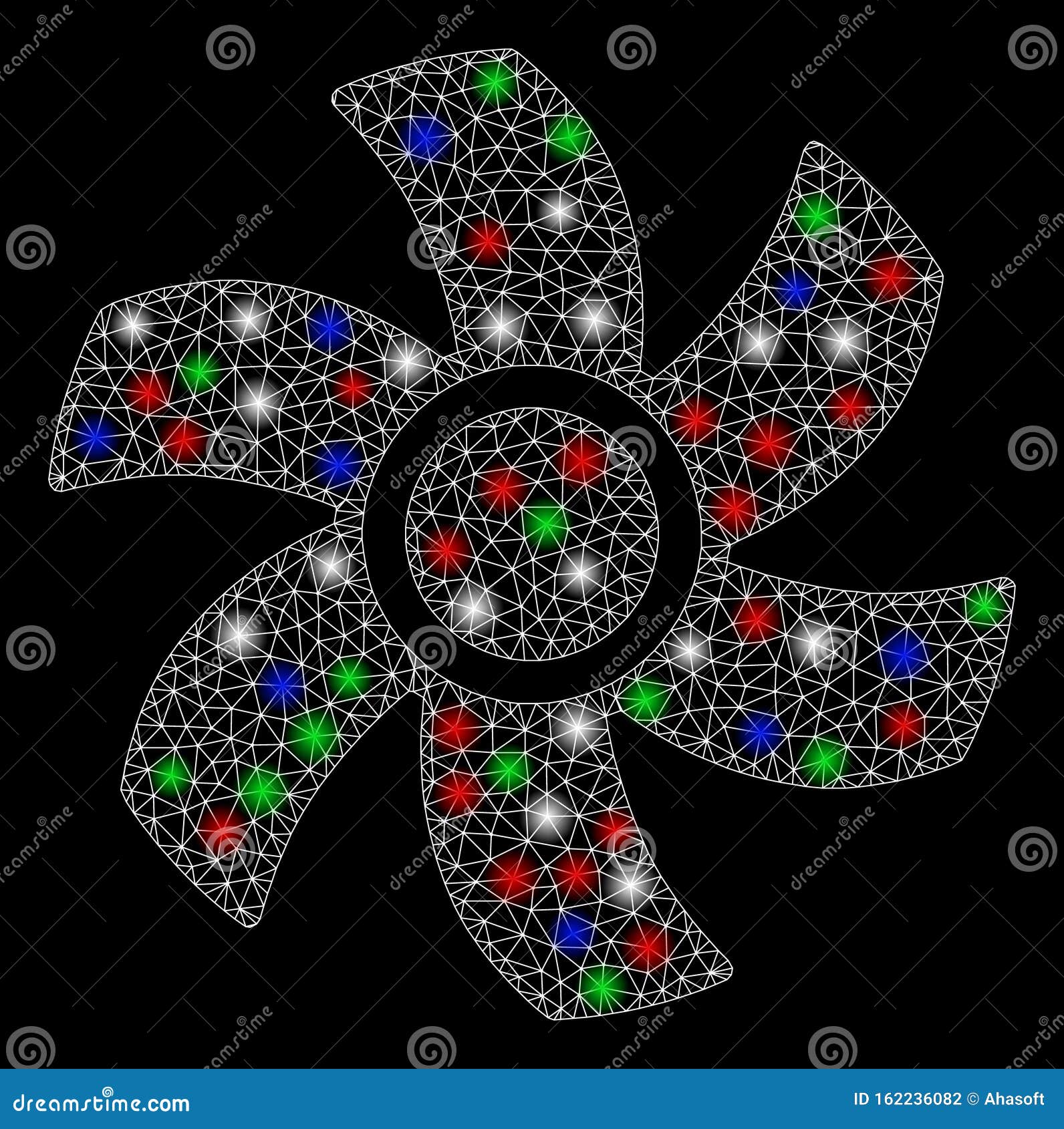 Bright Mesh Network Rotor with Flare Spots Stock Vector - Illustration ...