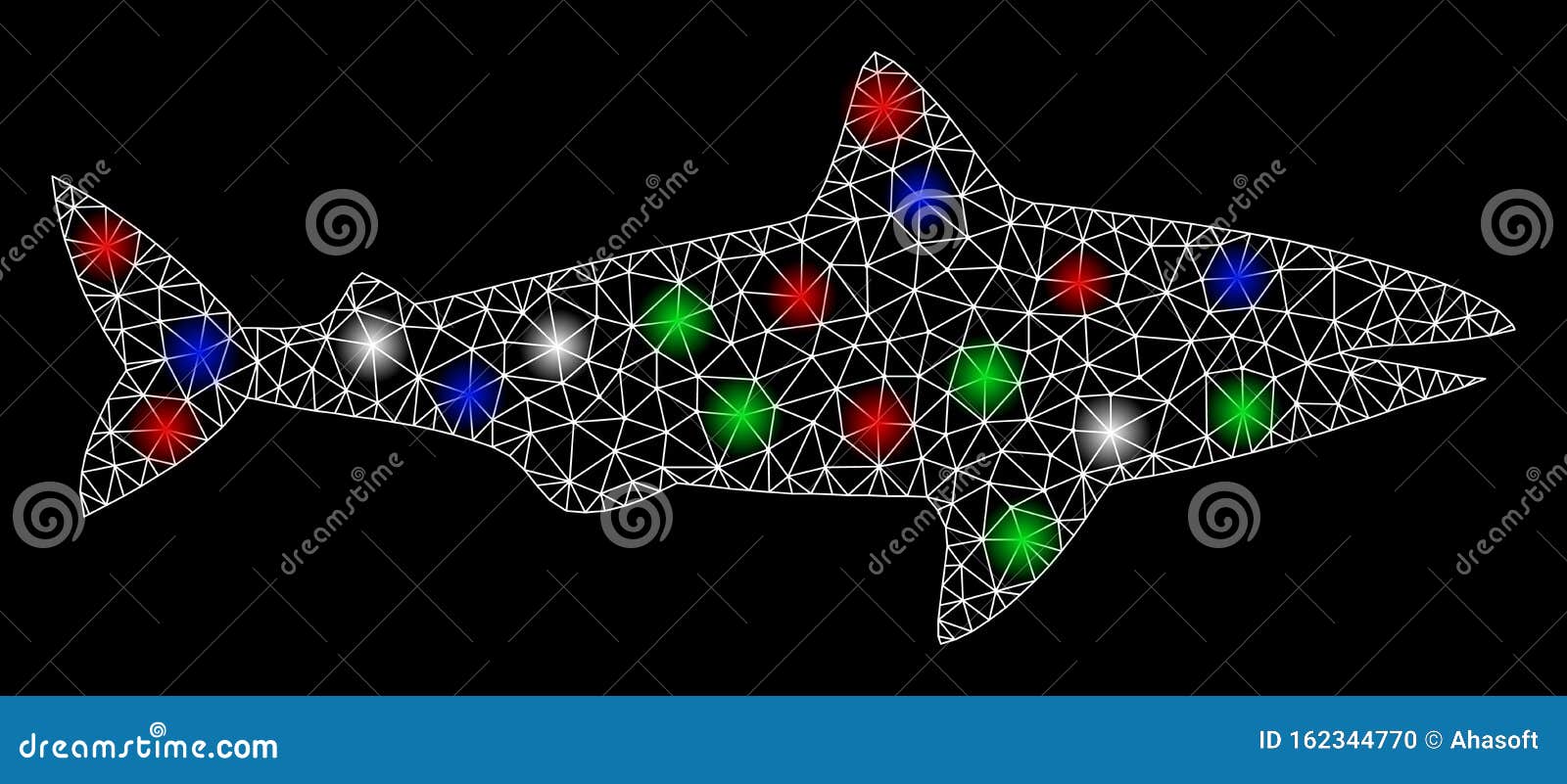 Bright Mesh Network Shark with Flare Spots Stock Vector - Illustration ...
