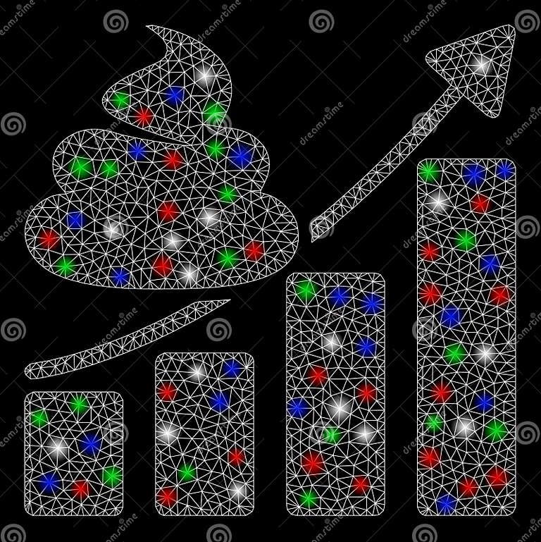 Bright Mesh Network Shit Growing Chart with Flash Spots Stock Vector ...