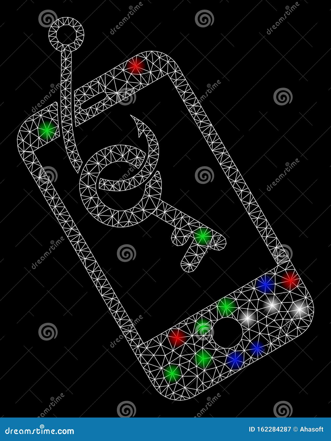Bright Mesh Network Smartphone Key Phishing with Flash Spots Stock ...