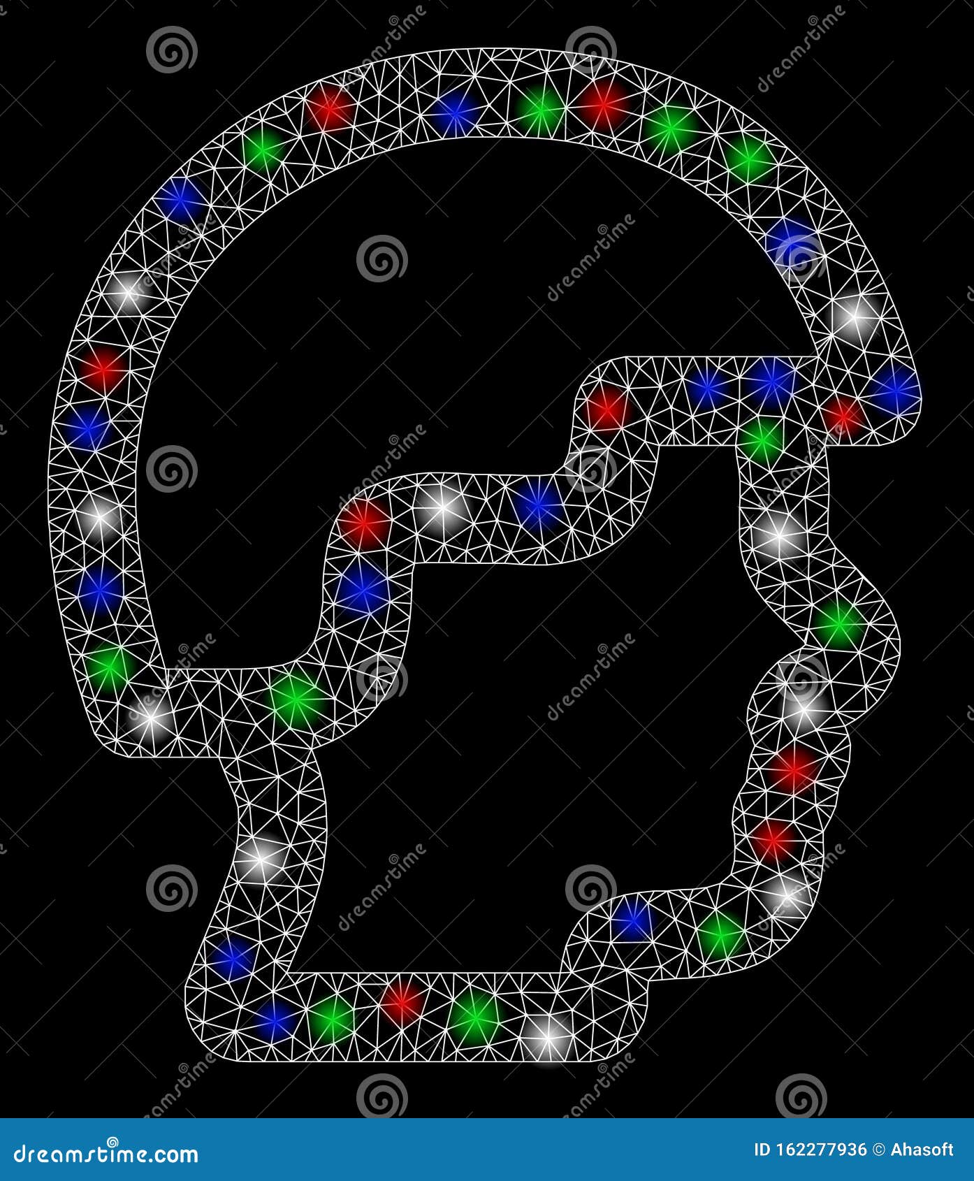 Bright Mesh Network Soldier Head with Flash Spots Stock Vector ...