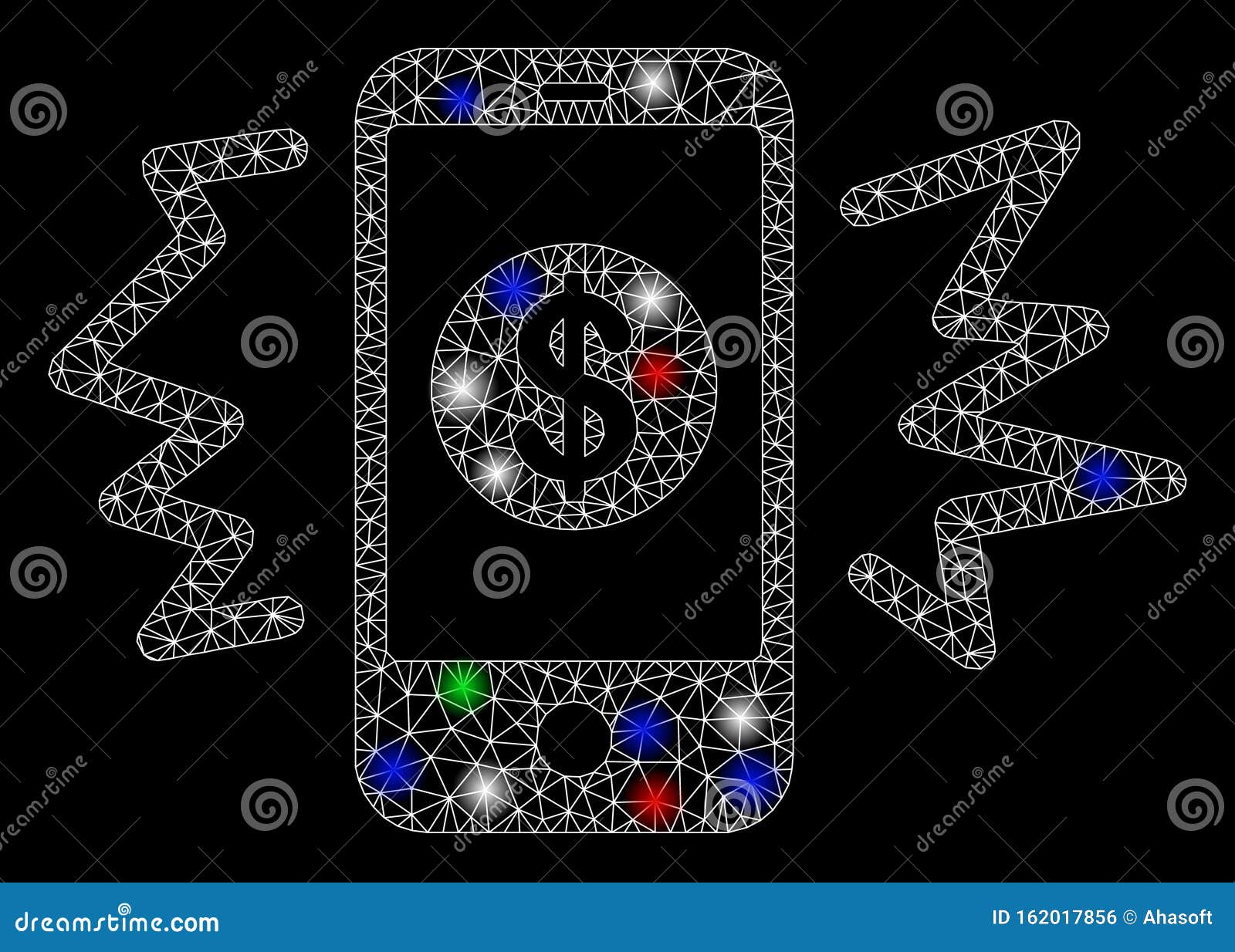 Bright Mesh Wire Frame Payment Phone Ring with Flash Spots Stock Vector ...