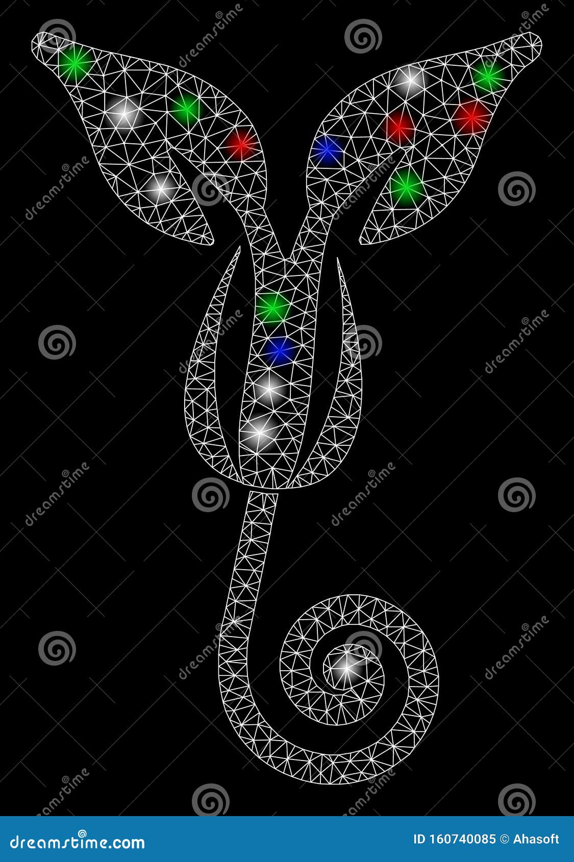 Bright Mesh 2D Plant Sprout with Flash Spots Stock Vector ...